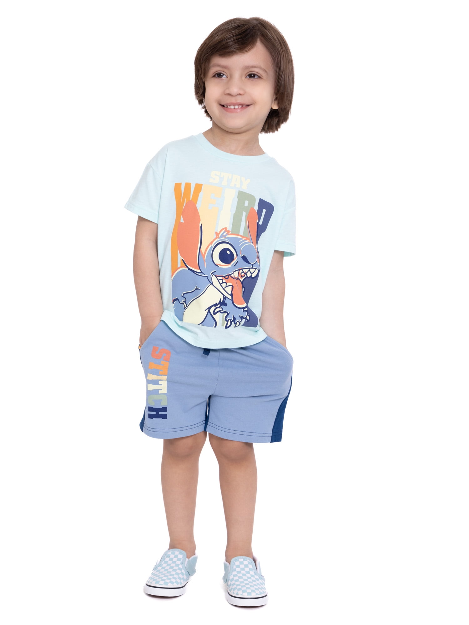 Stitch Toddler Boy Short Sleeve Tee and Colorblock Short Set, Sizes 12M ...