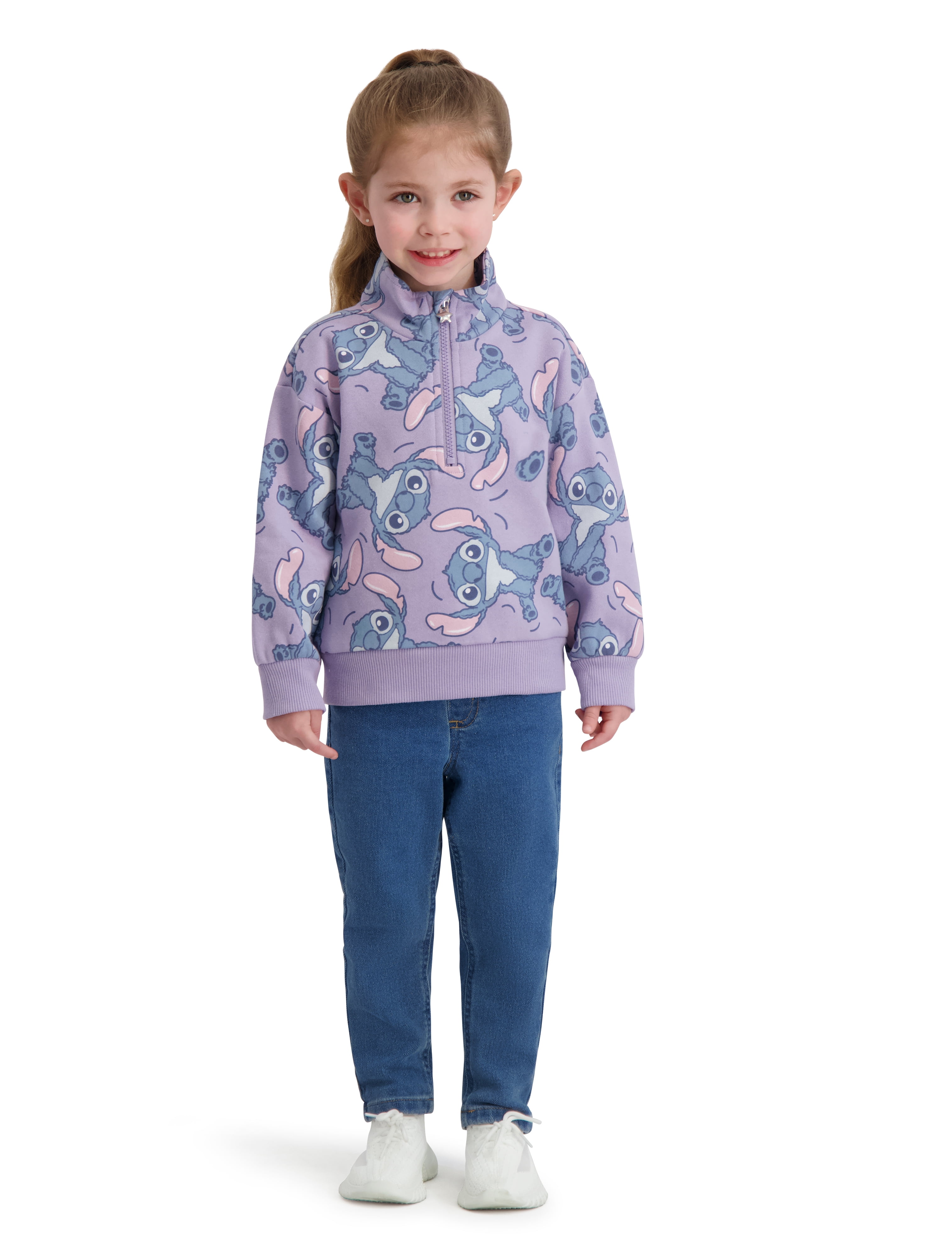 Stitch Toddler Girls Quarter Zip Top, Sizes 12 Months - 5T - Walmart.com