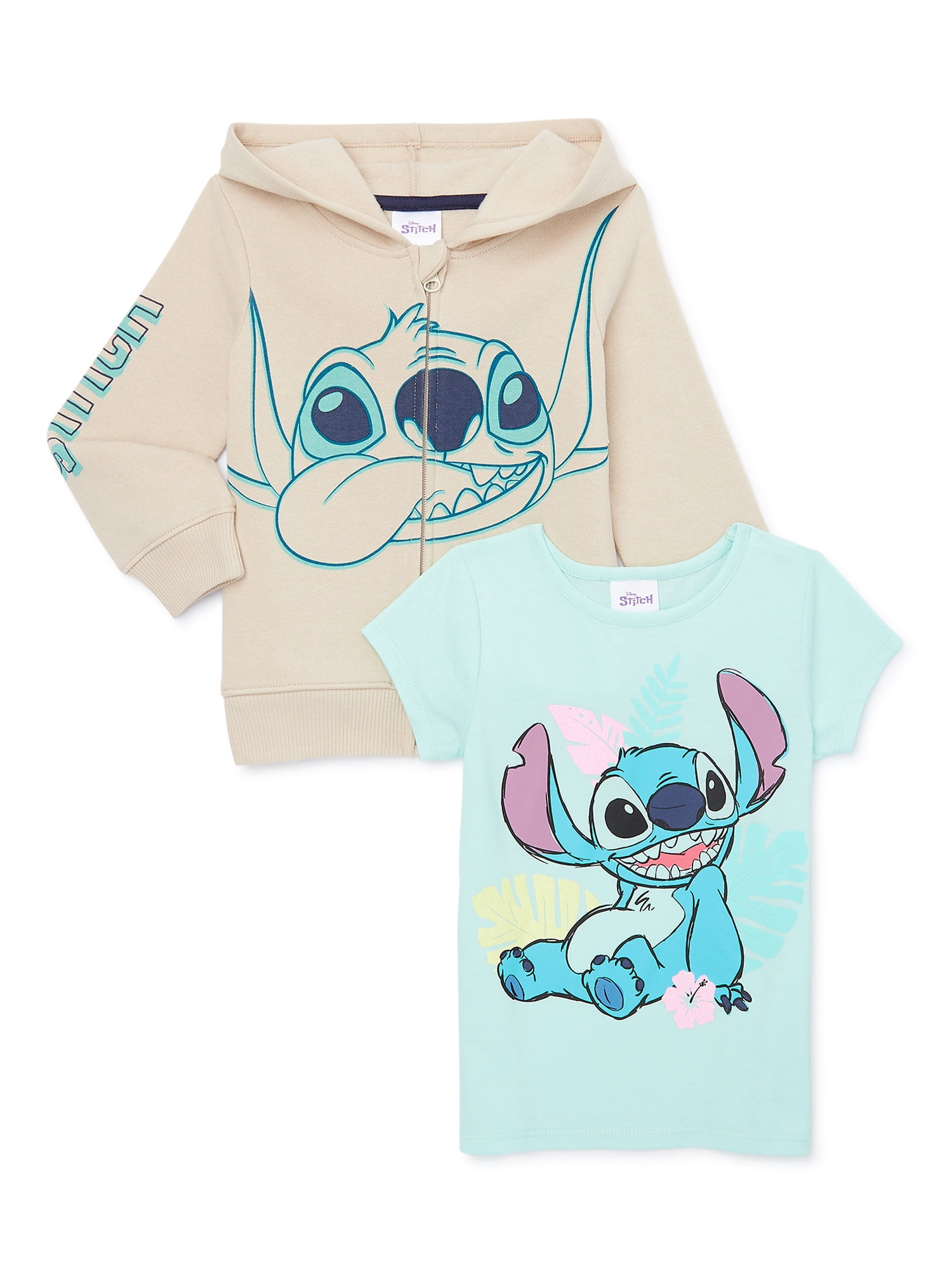 Stitch Toddler Girls Zip-Up Hoodie and Tee Mix Set, 2-Piece, Sizes 2T ...