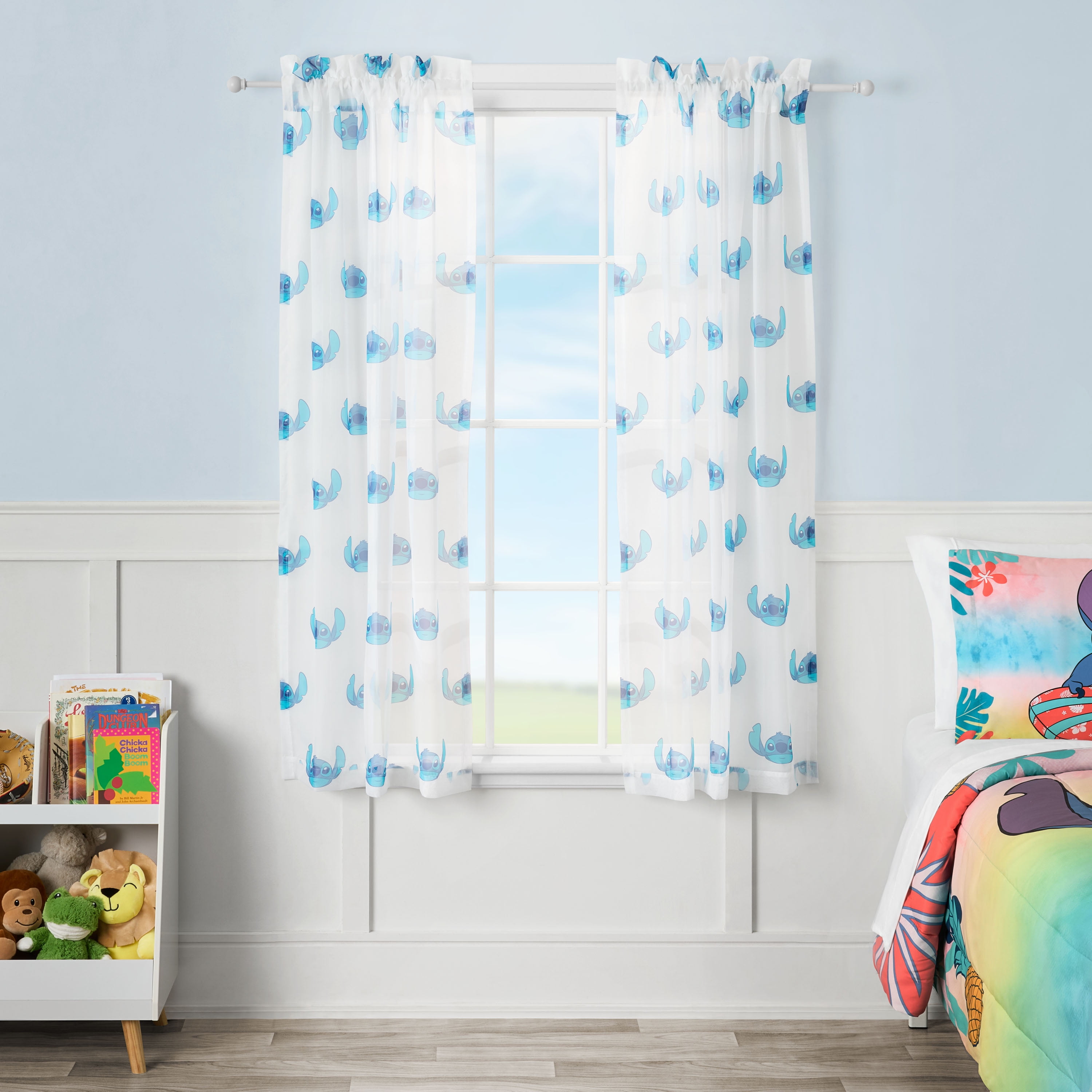 Stitch Tropical Sheer Kids Drape, 38" x 63", White, Disney - Walmart.com