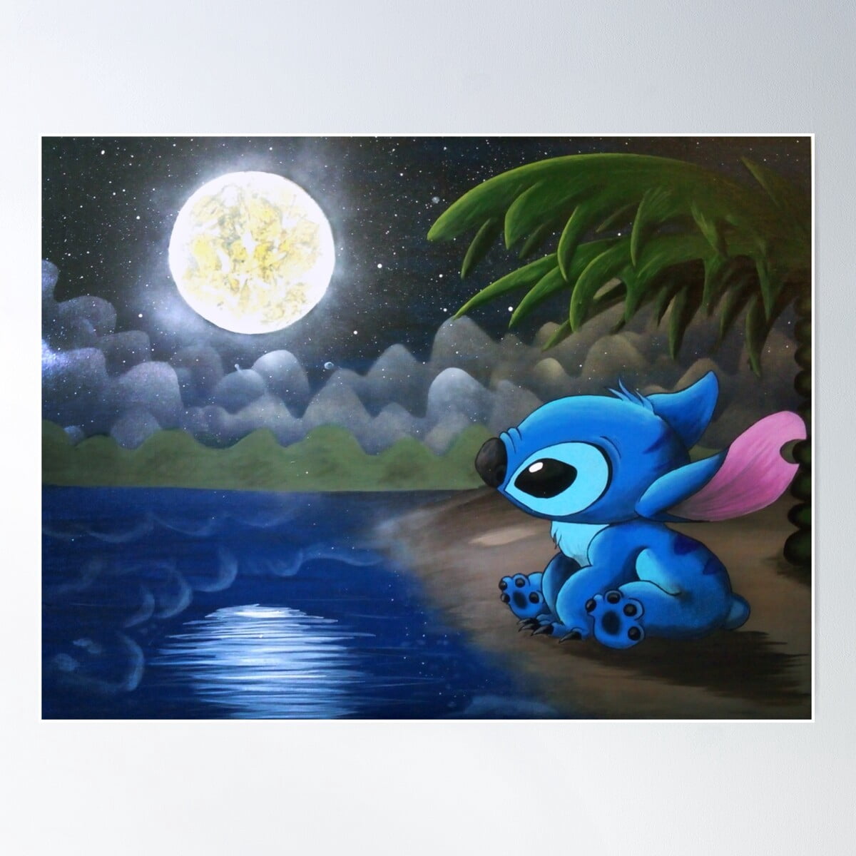 Stitch Under The Moon Poster Wall Art, Modern Wall Decor For Living ...