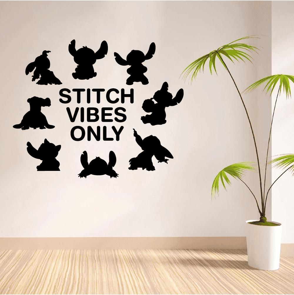Stitch Vibes Only Quote Cute Stitch Silhouette Lilo And Stitch Diensey ...