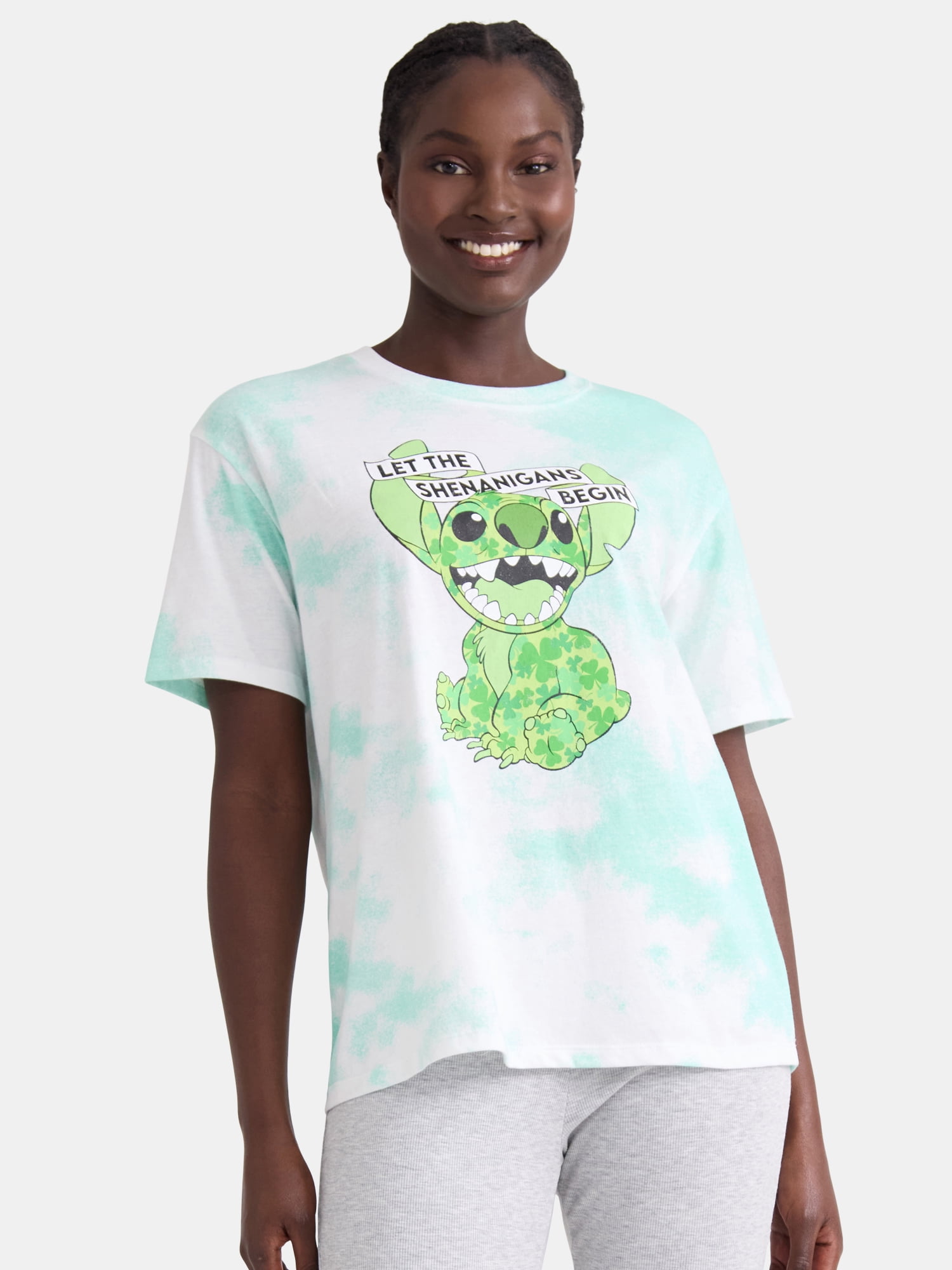 Stitch Women’s Clovers Graphic Tee with Short Sleeves, Sizes XXS-XXL ...