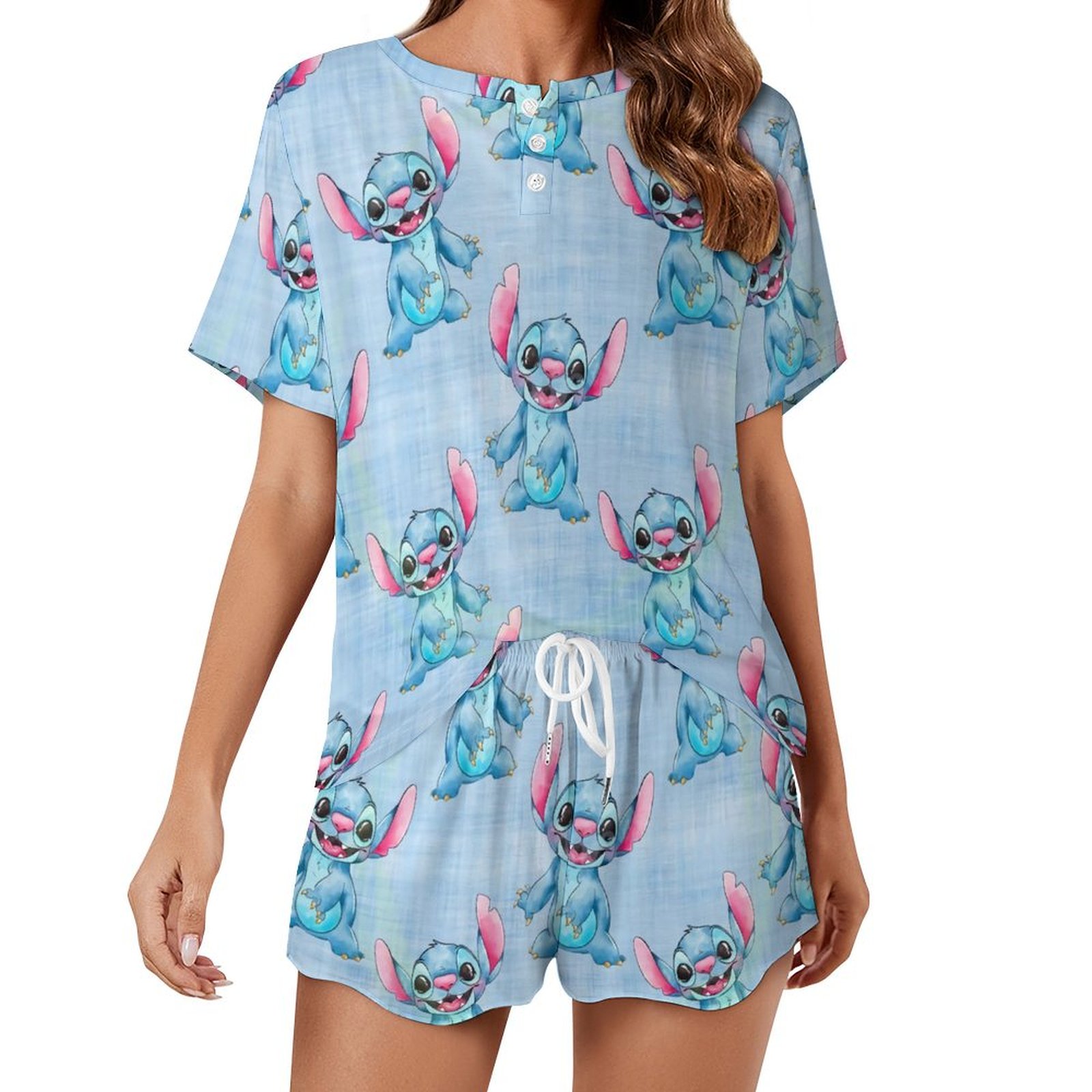 Stitch Women's Short Sleeve Pajama，Soft Sleepwear Pjs Short and Sleeve ...