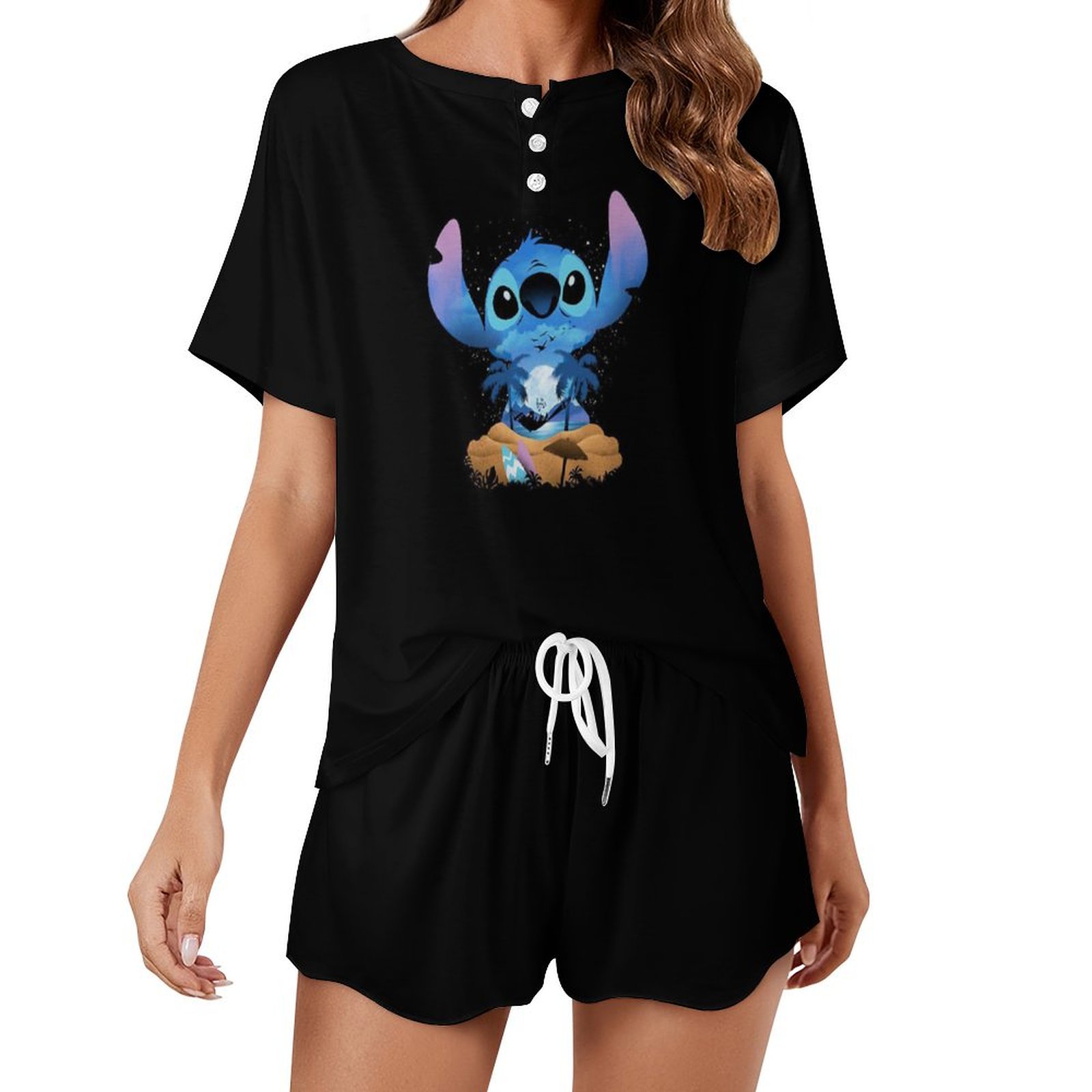 Stitch Women's Short Sleeve Pajama，Soft Sleepwear Pjs Short and Sleeve ...