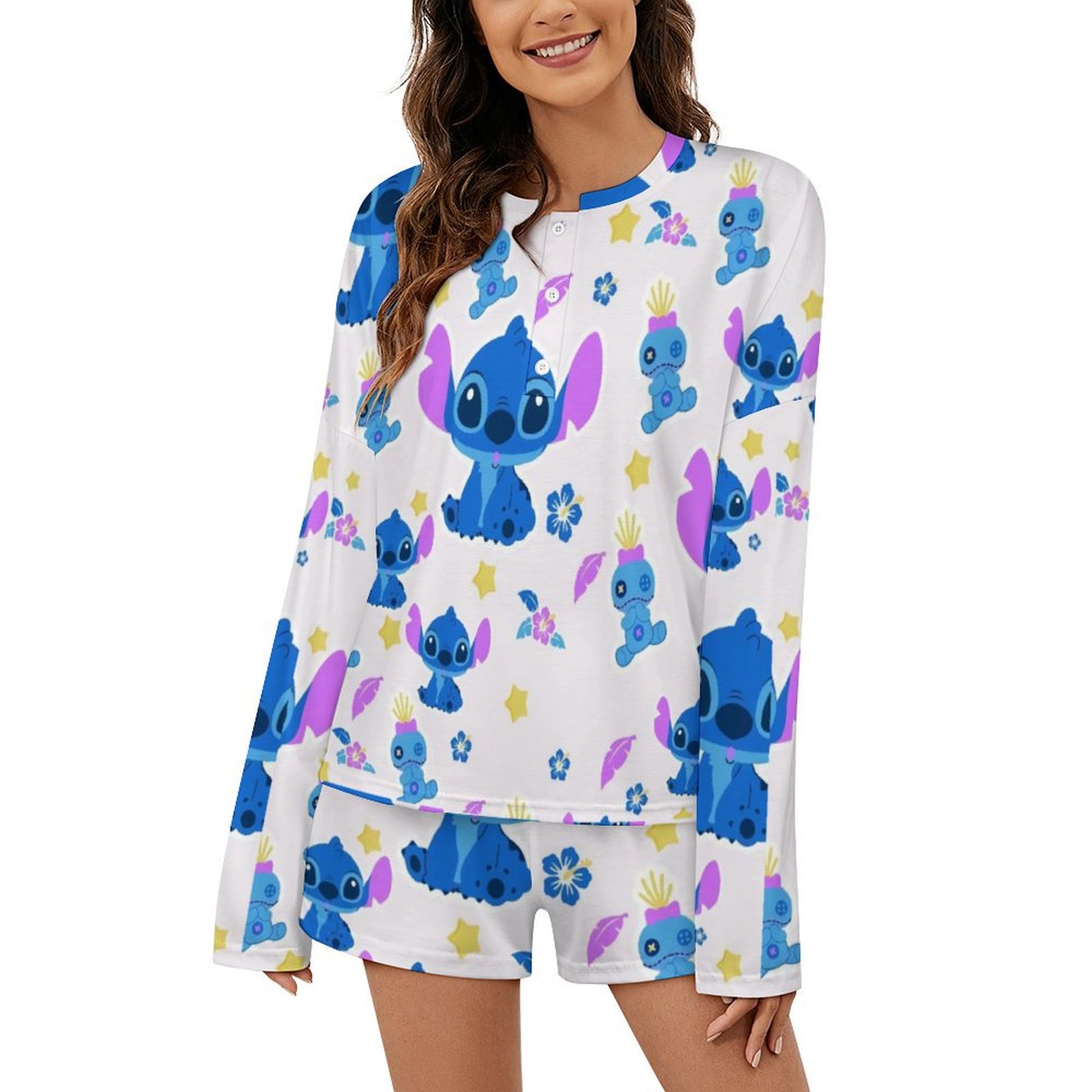 Stitch Women's Short Sleeve Pajama，Soft Sleepwear Pjs Short and Long ...