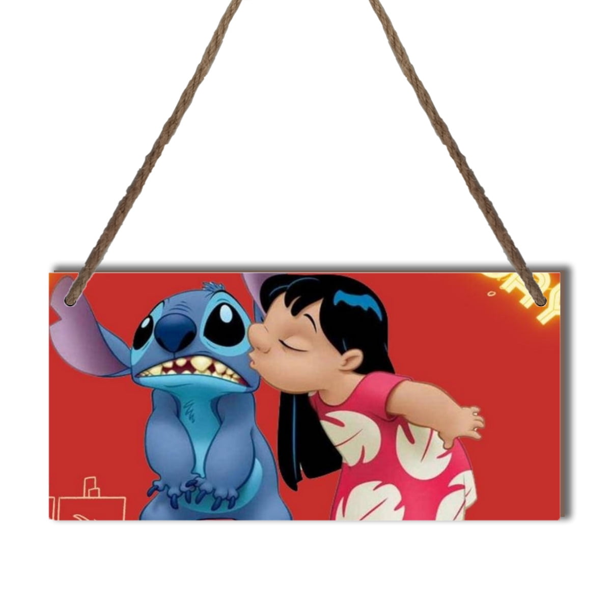 Stitch Wooden Sign Square Wooden Door Panel Decoration 10.8x3.9 Inch ...