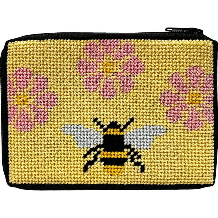 Stitch & Zip Coin Purse Kits, Cross Stitch Design: Flowers & Bee SZ244 ...
