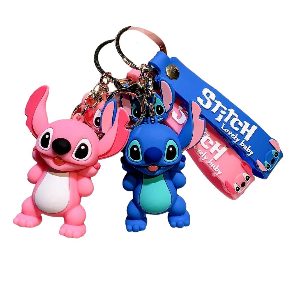 Stitch and Angel Cartoon 3D Silicone Charm Keyring Keychain Set of 2 ...