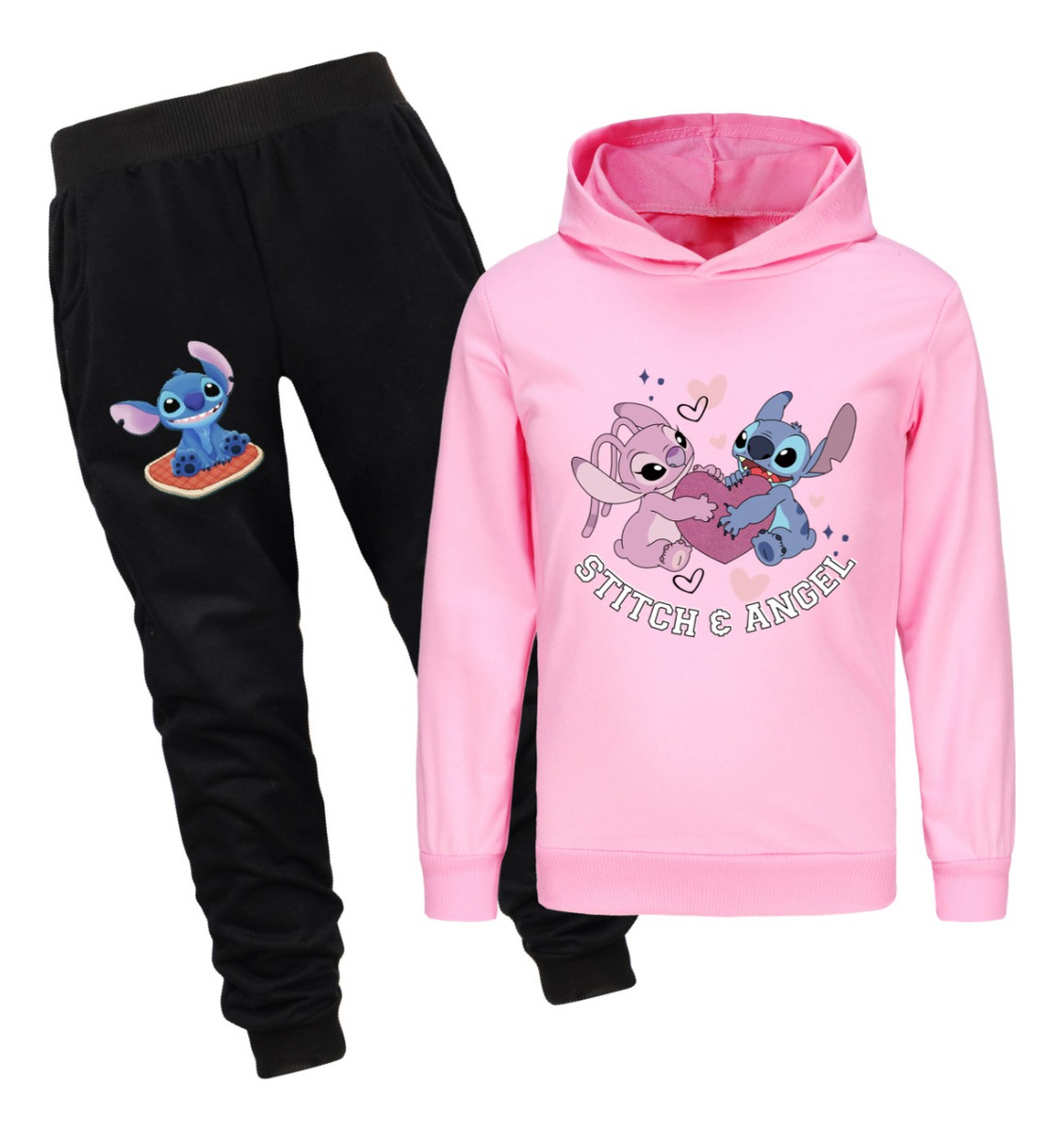 Angel Heart Hoodie Jogger Pants Set for Kids - Romantic Pink Blue Alien ...