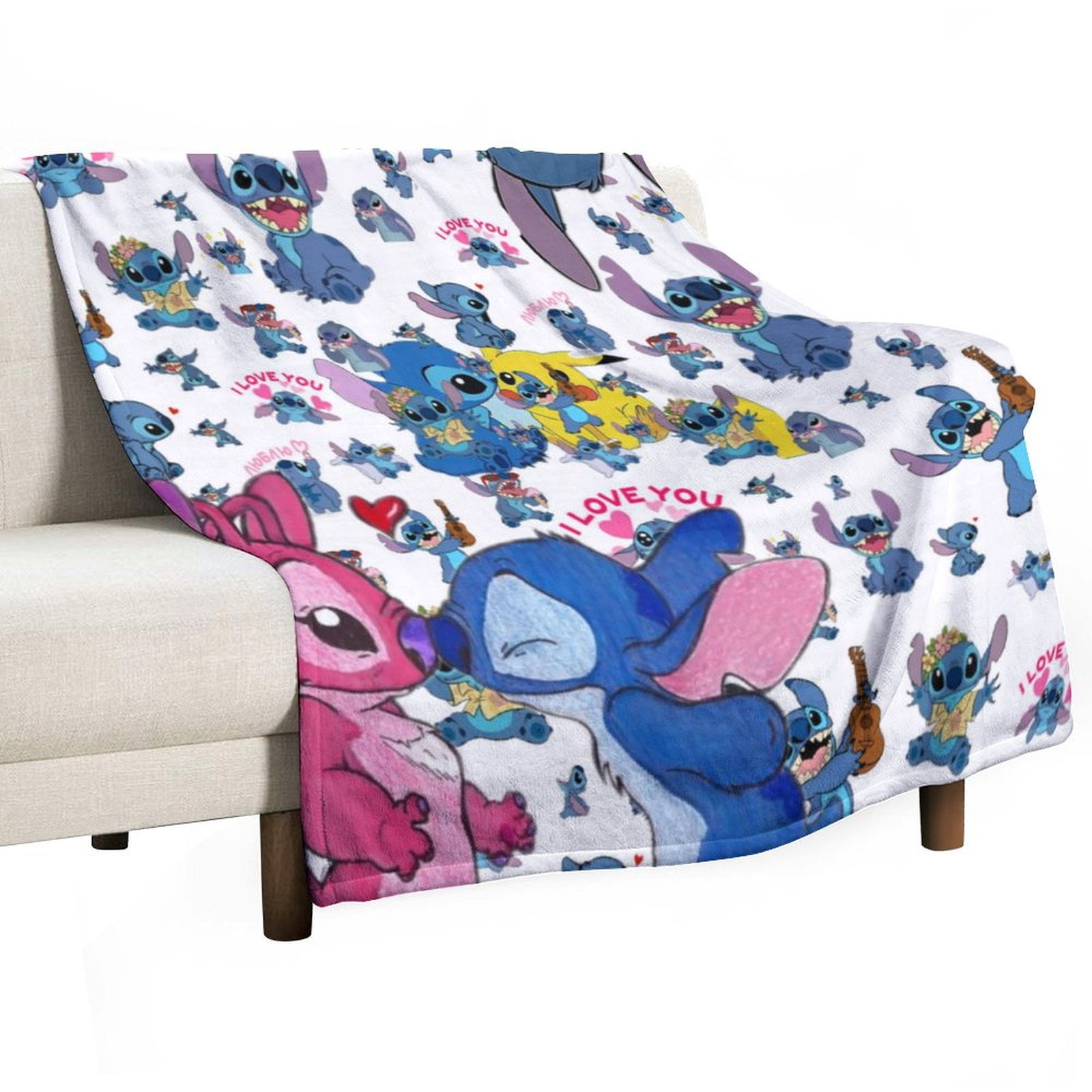 Stitch_and_Angel Plush Throw Blanket - Measures 30"x40" - Kids Super ...