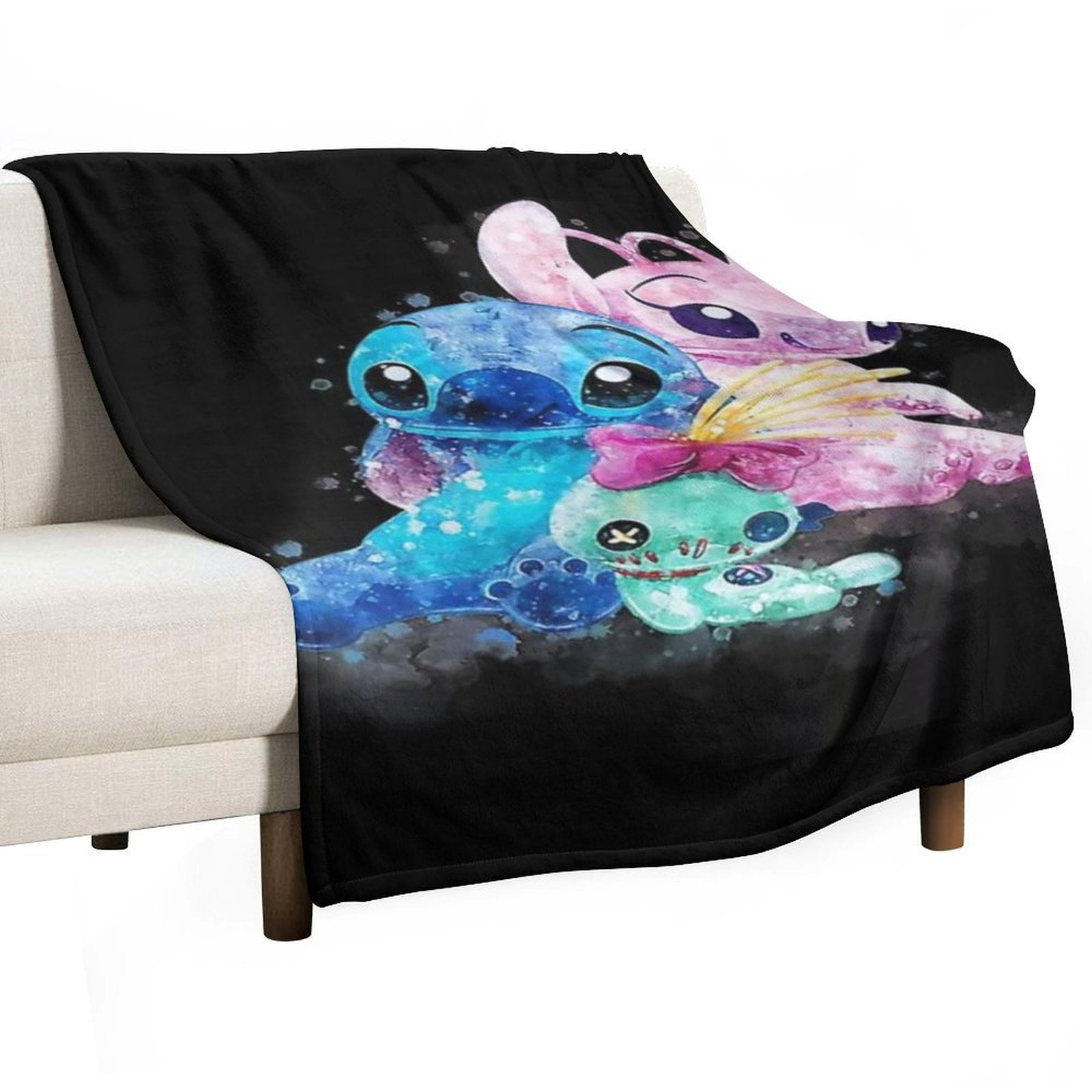 Stitch_and_Angel Plush Throw Blanket - Measures 40"x60" - Kids Super ...