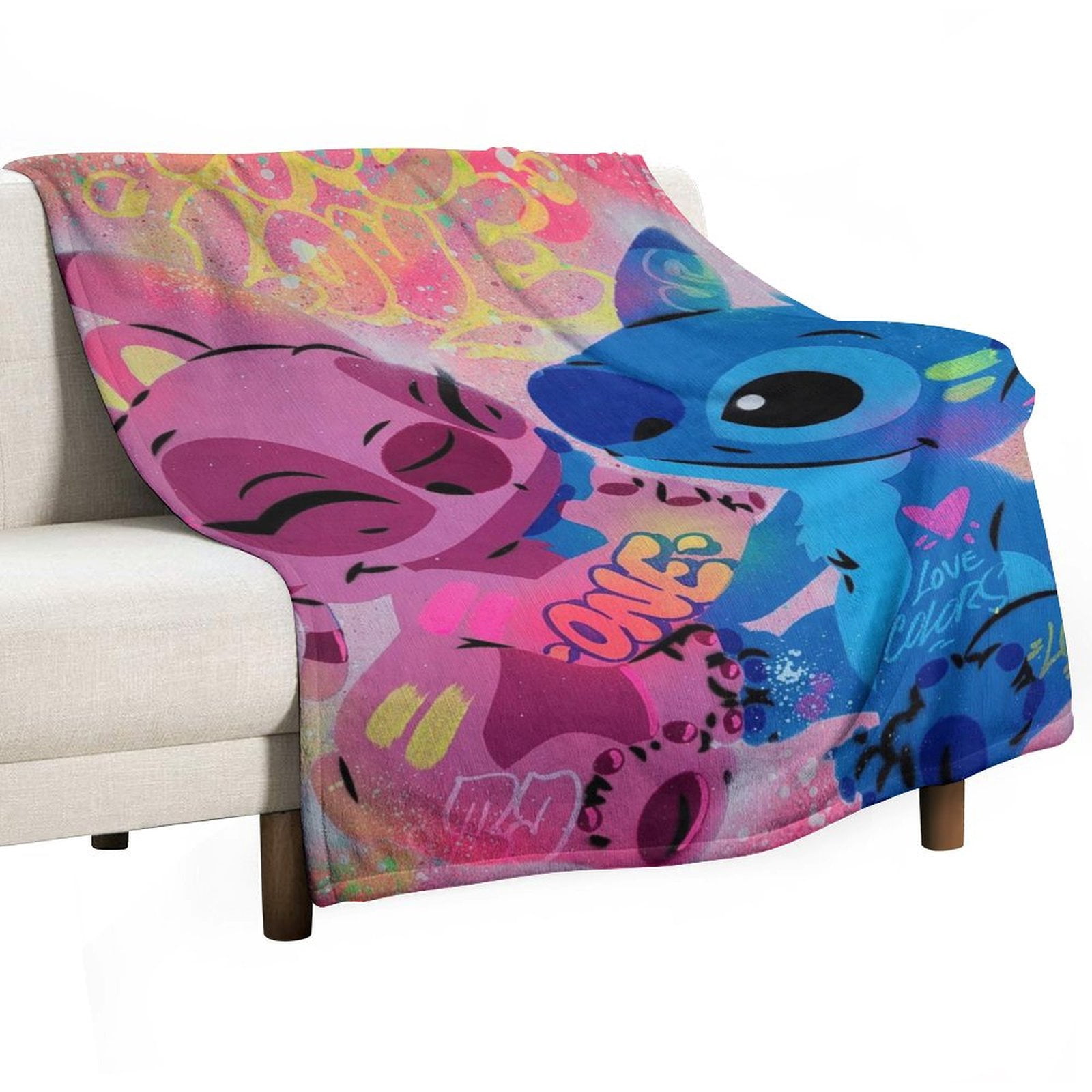 Stitch_and_Angel Plush Throw Blanket - Measures 50"x70" - Kids Super ...
