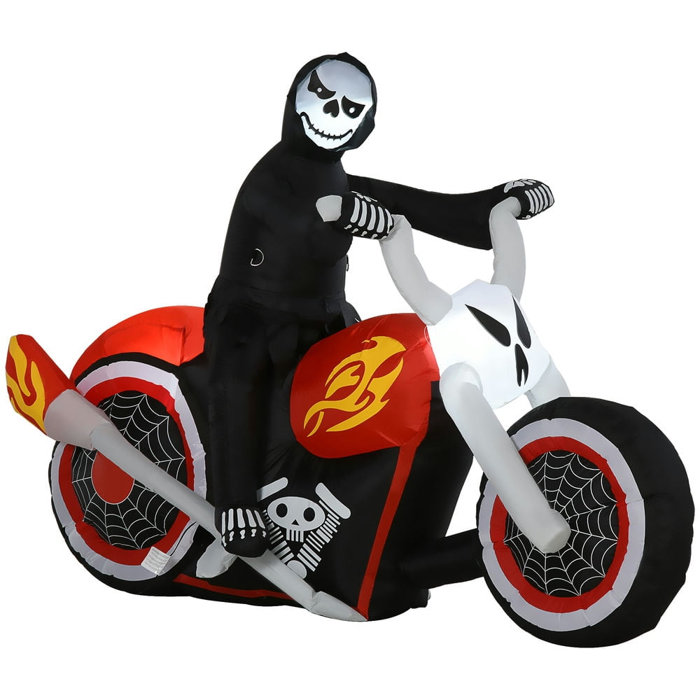 Canddidliike 7.5 FT Width Halloween Inflatables Ghost Biker, Blow Up ...