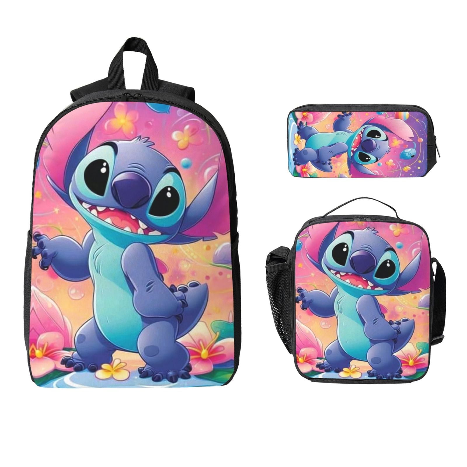 Stitch backpack 3 piece set multifunctional laptop bag anime lunch bag ...