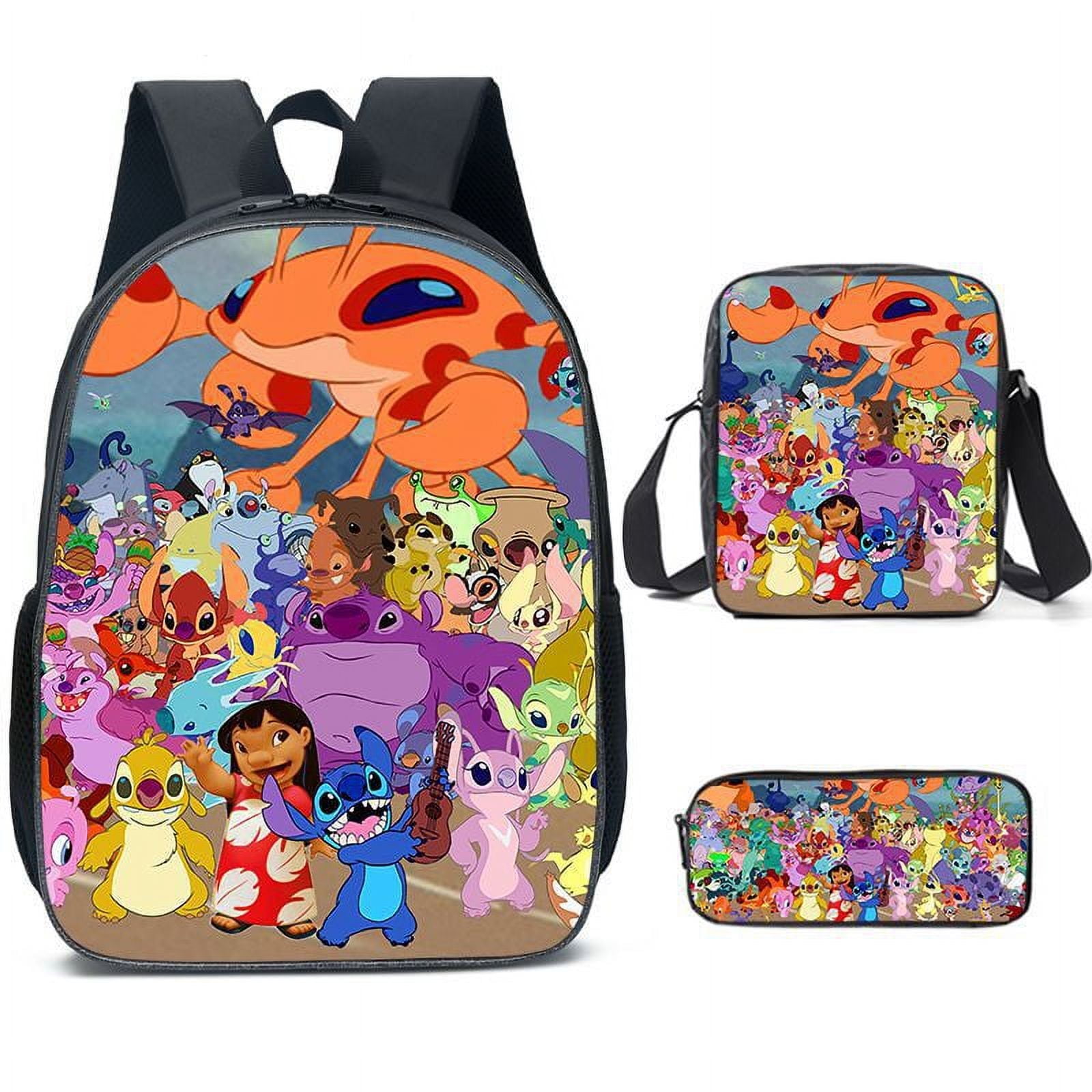 Stitch backpack 3 piece set multifunctional laptop bag anime lunch bag ...