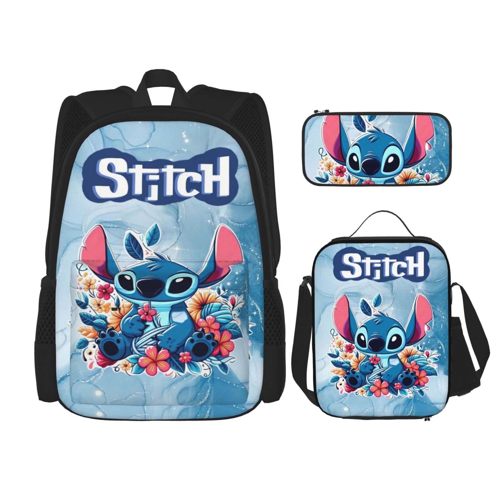 Stitch backpack 3 piece set multifunctional laptop bag anime lunch bag ...