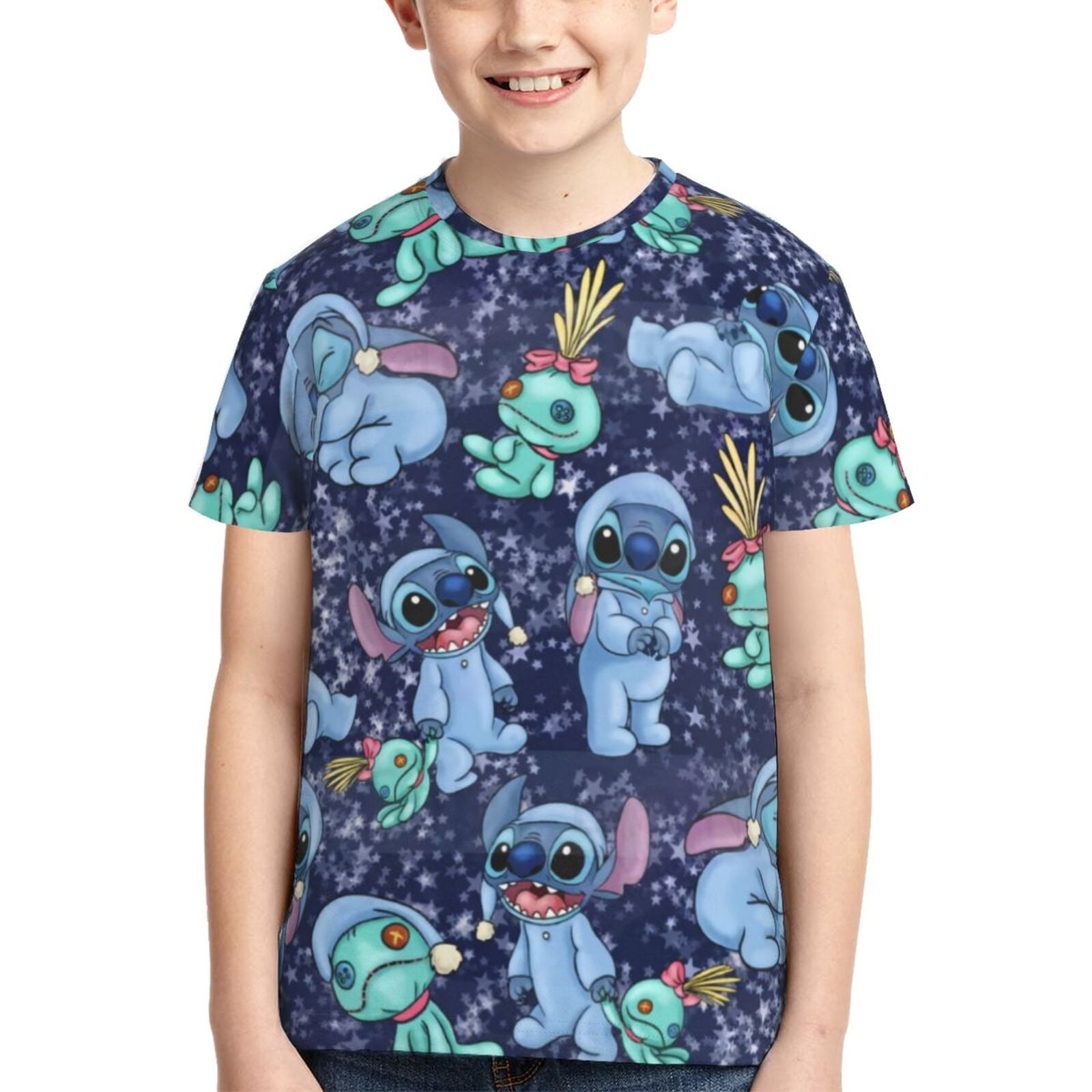 Stitch sleeping Crewmate Boys Teens Casual T Shirts,Cool 3D Graphic ...