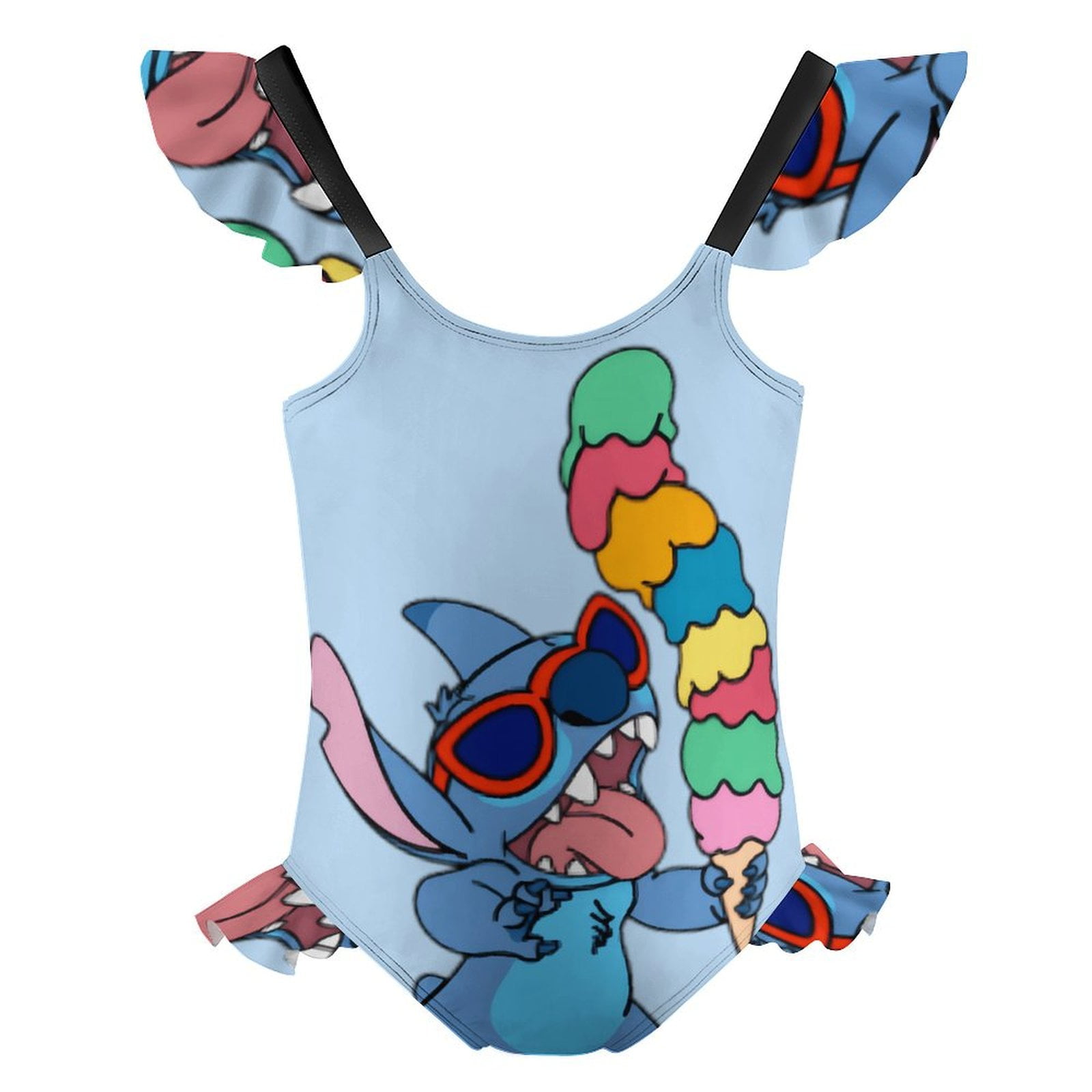 Stitch swimsuit for Girl Cute Teen Girls One Piece Ruffle Trim Bathing ...
