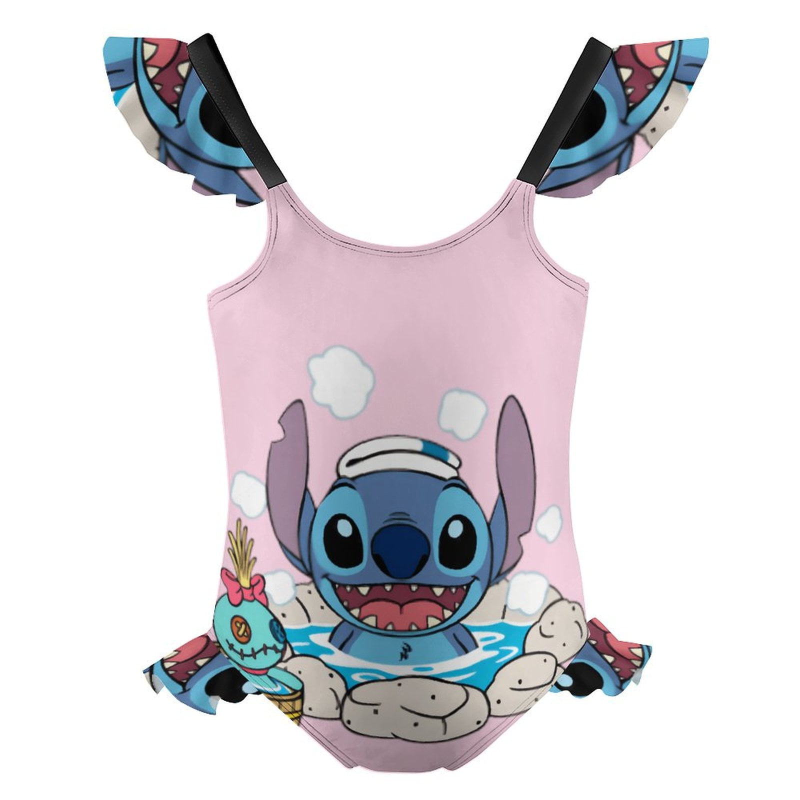 Stitch swimsuit for Girl Cute Teen Girls One Piece Ruffle Trim Bathing ...