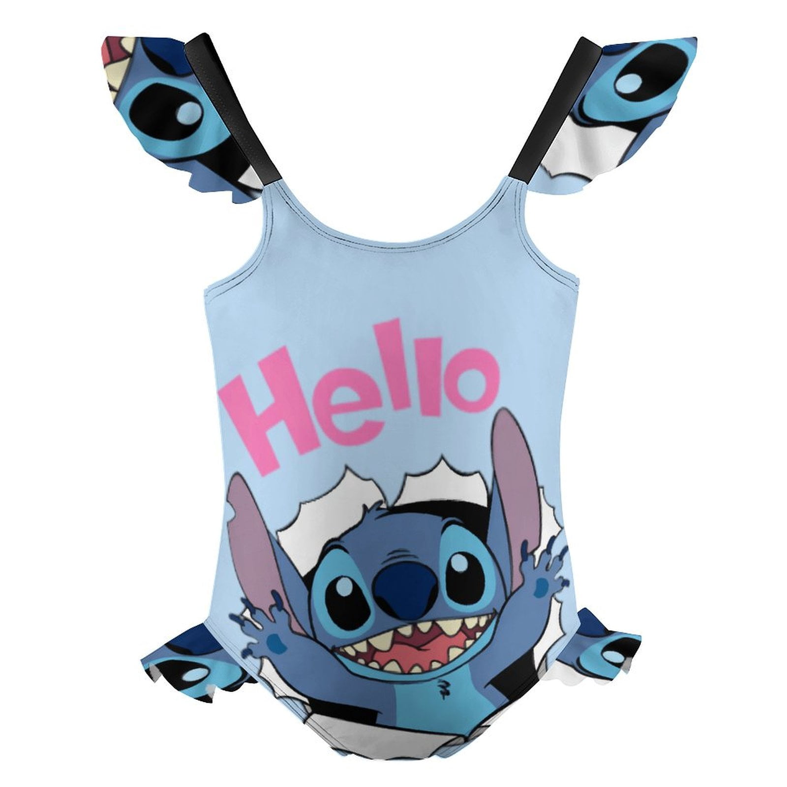 Stitch swimsuit for Girl Cute Teen Girls One Piece Ruffle Trim Bathing ...