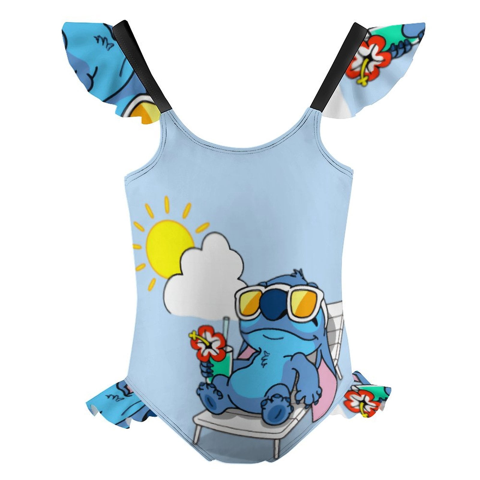 Stitch swimsuit for Girl Cute Teen Girls One Piece Ruffle Trim Bathing ...