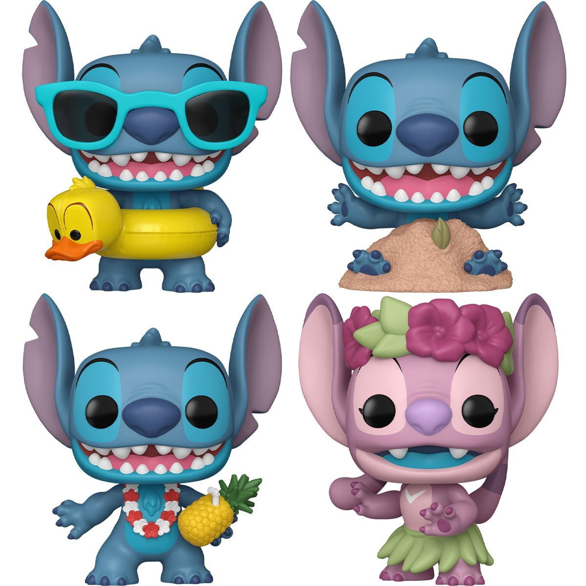 Stitch with Tube, Stitch in Sand, Luau Stitch, Luau Angel Funko Pop Bundle - Walmart.com