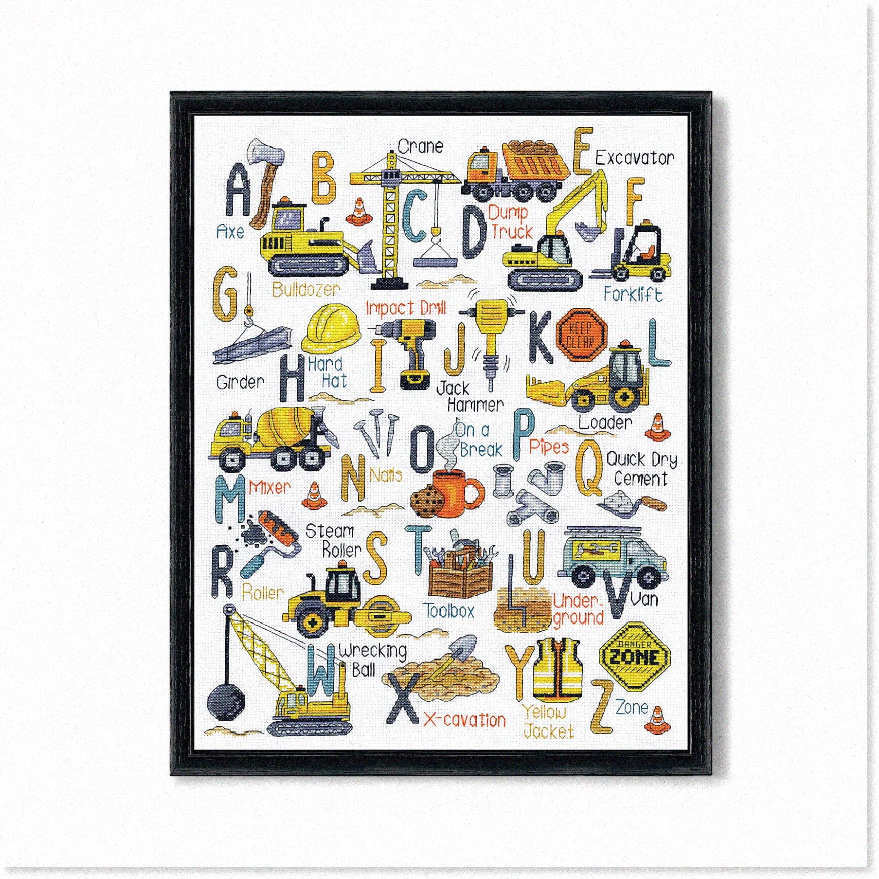 StitchCraft Pro: Construction ABC Cross Stitch Kit - Create, Learn, and ...