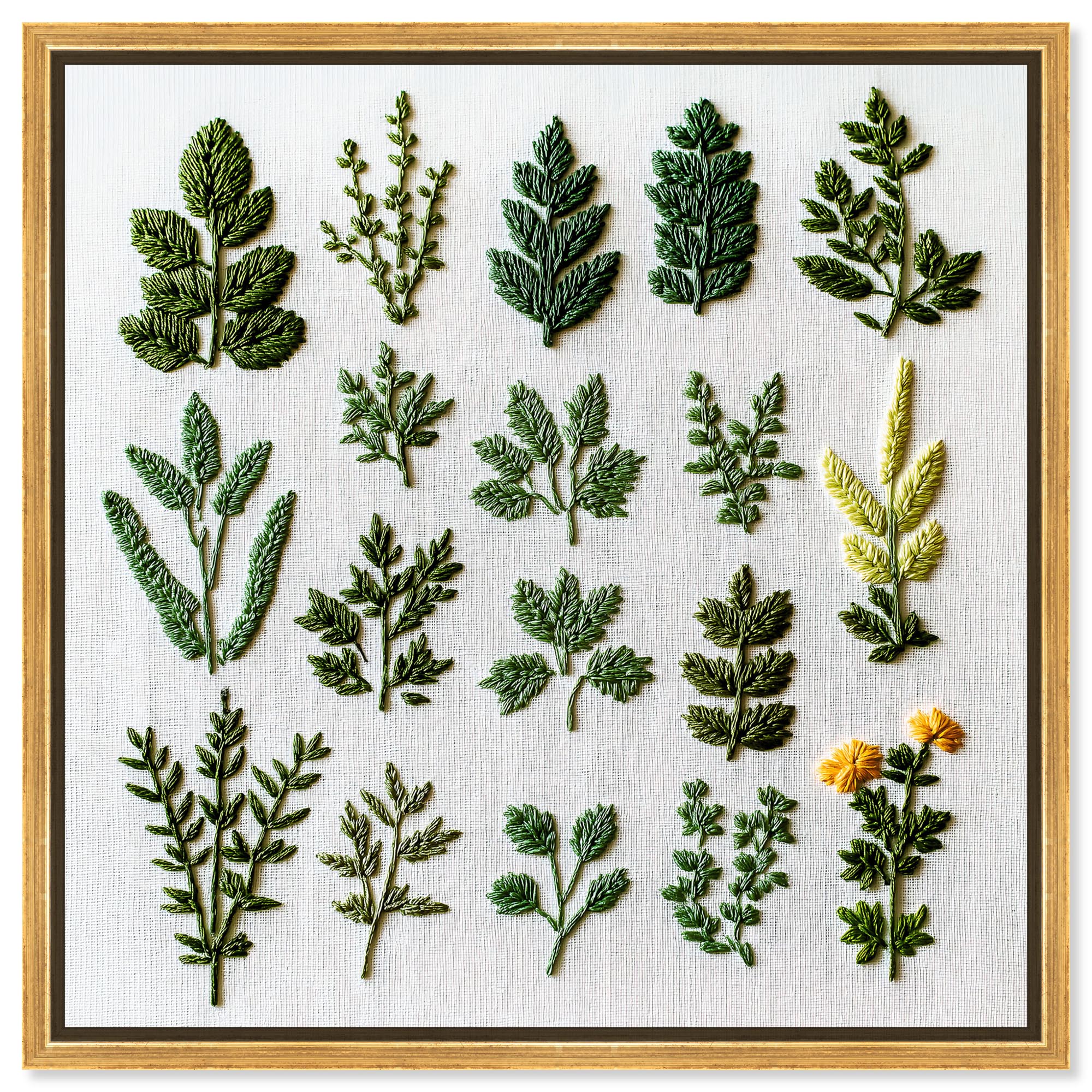 Stitched Sprout II Canvas Floral Prints by Art Remedy, Gold Frame, 24 x ...