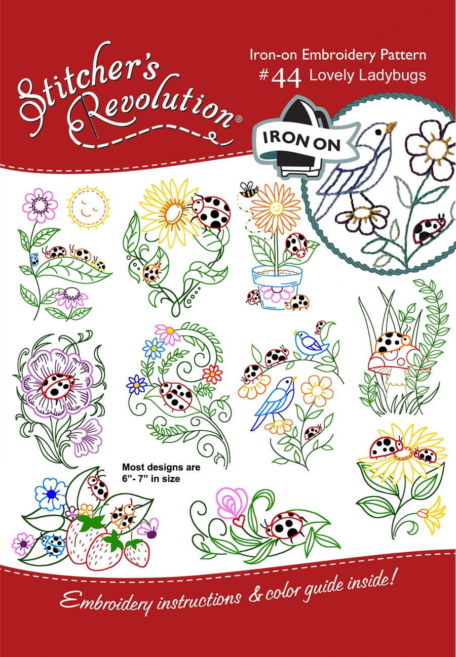 Stitcher's Revolution Brand Ladybugs Iron-on Transfer Pattern for ...