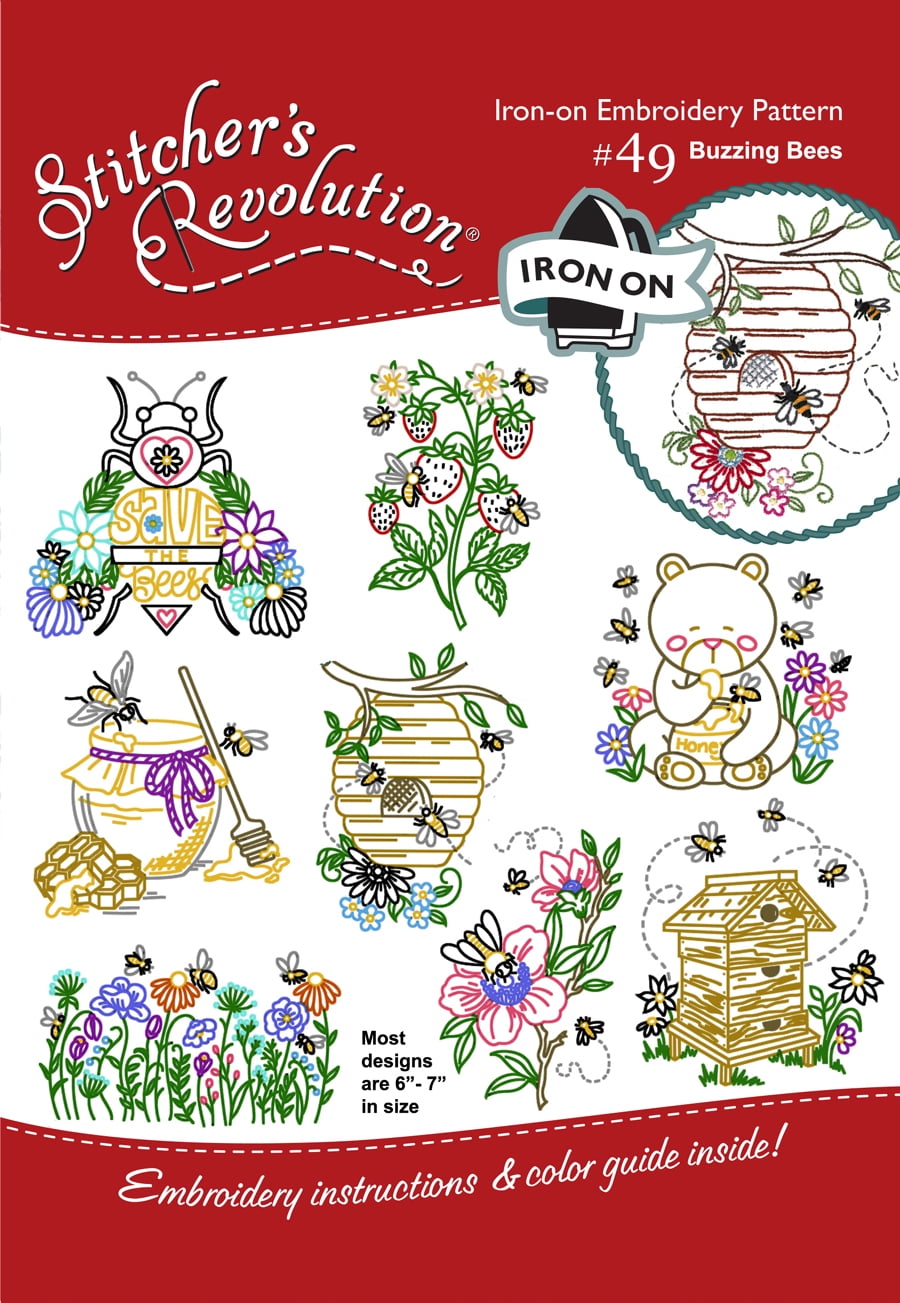Stitcher's Revolution Brand Buzzing Bees Iron-on Transfer Pattern for ...