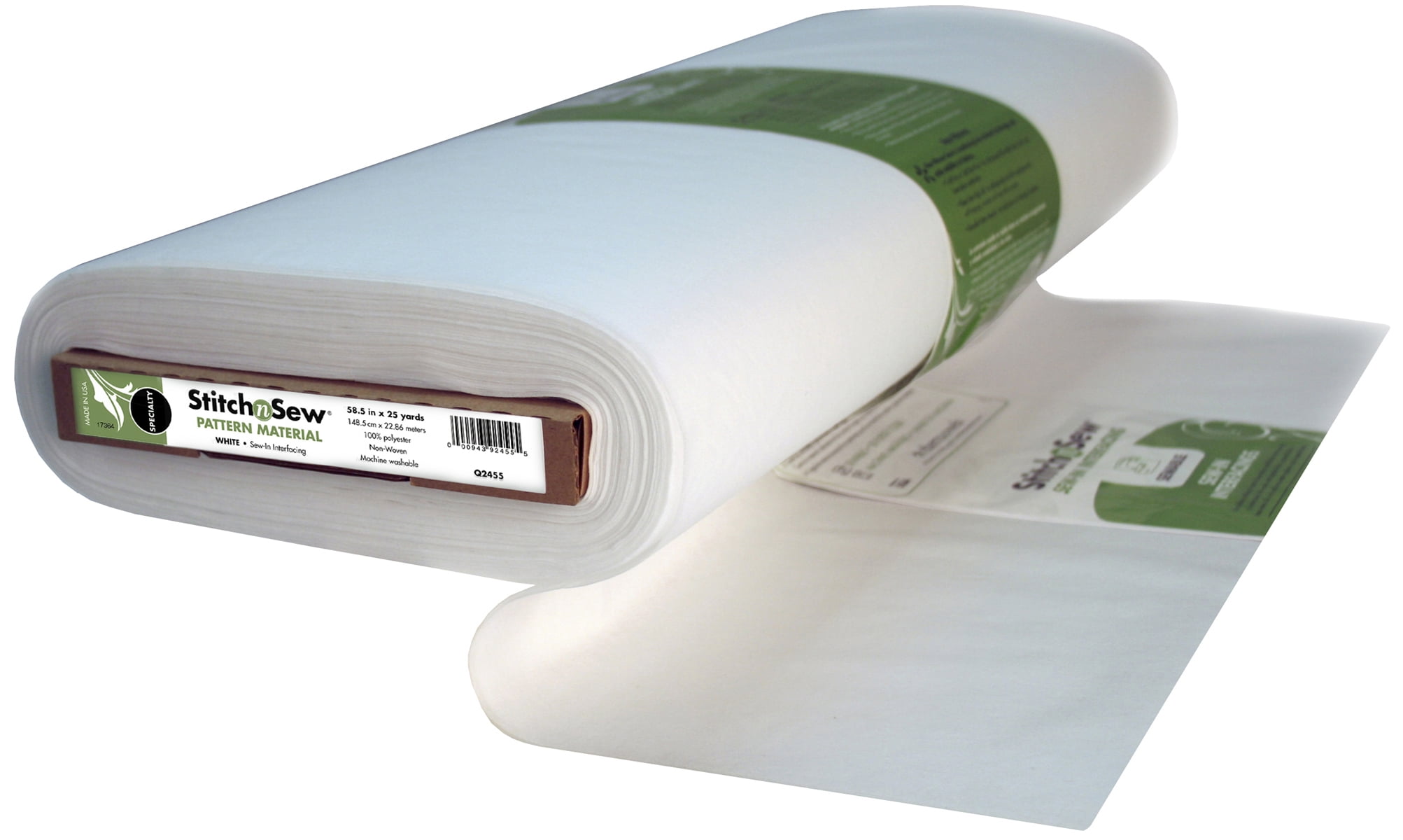 StitchnSew by HeatnBond Sew-in Pattern Material Non-Woven 58.5 inch Fabric Interfacing, White ...