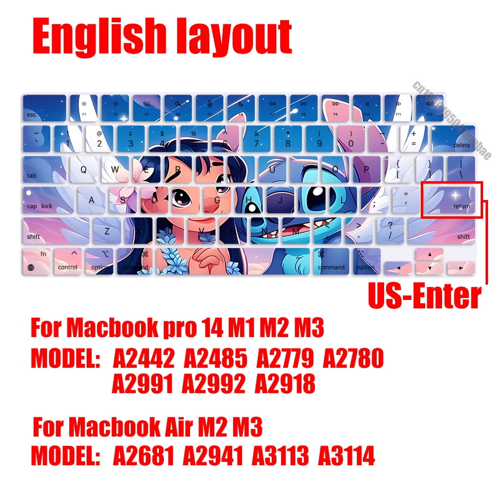 Stitchs US Layout Soft Silicone Keyboard Cover for Macbook pro 14 M1 M2 ...