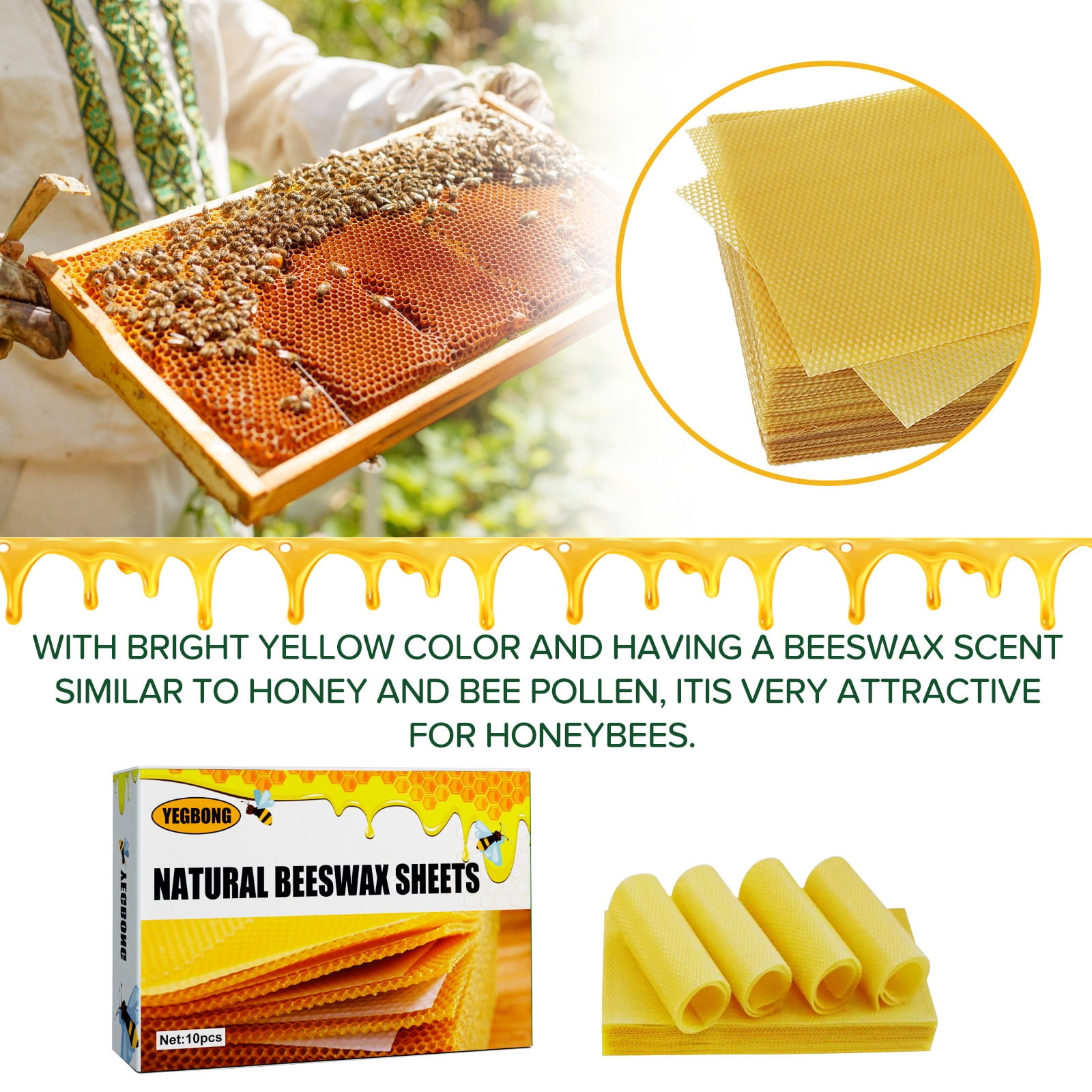 Stiwee 2024 Beeswax Sheets Beekeeping Products 10 Pcs Beeswax Sheets ...