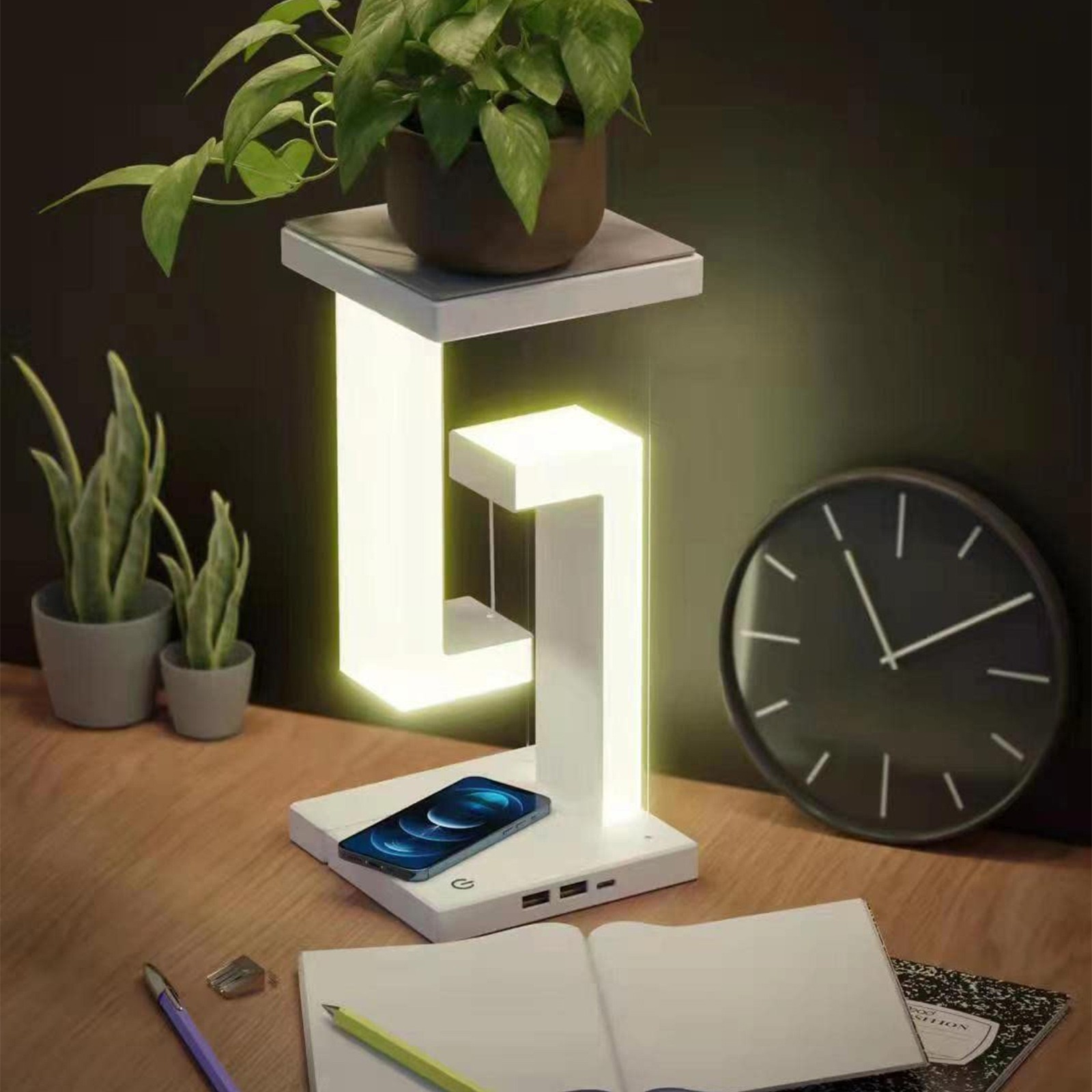 Stiwee Suspended Anti-Gravity Wireless Charging Table Lamp LED Light ...
