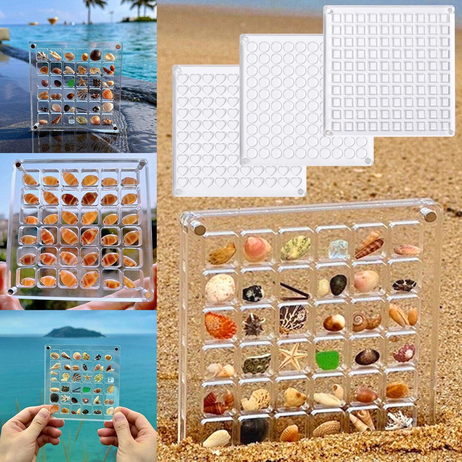 Stiwee Acrylic Magnetic Seashell Display Box Seashell Storage Box Nail ...
