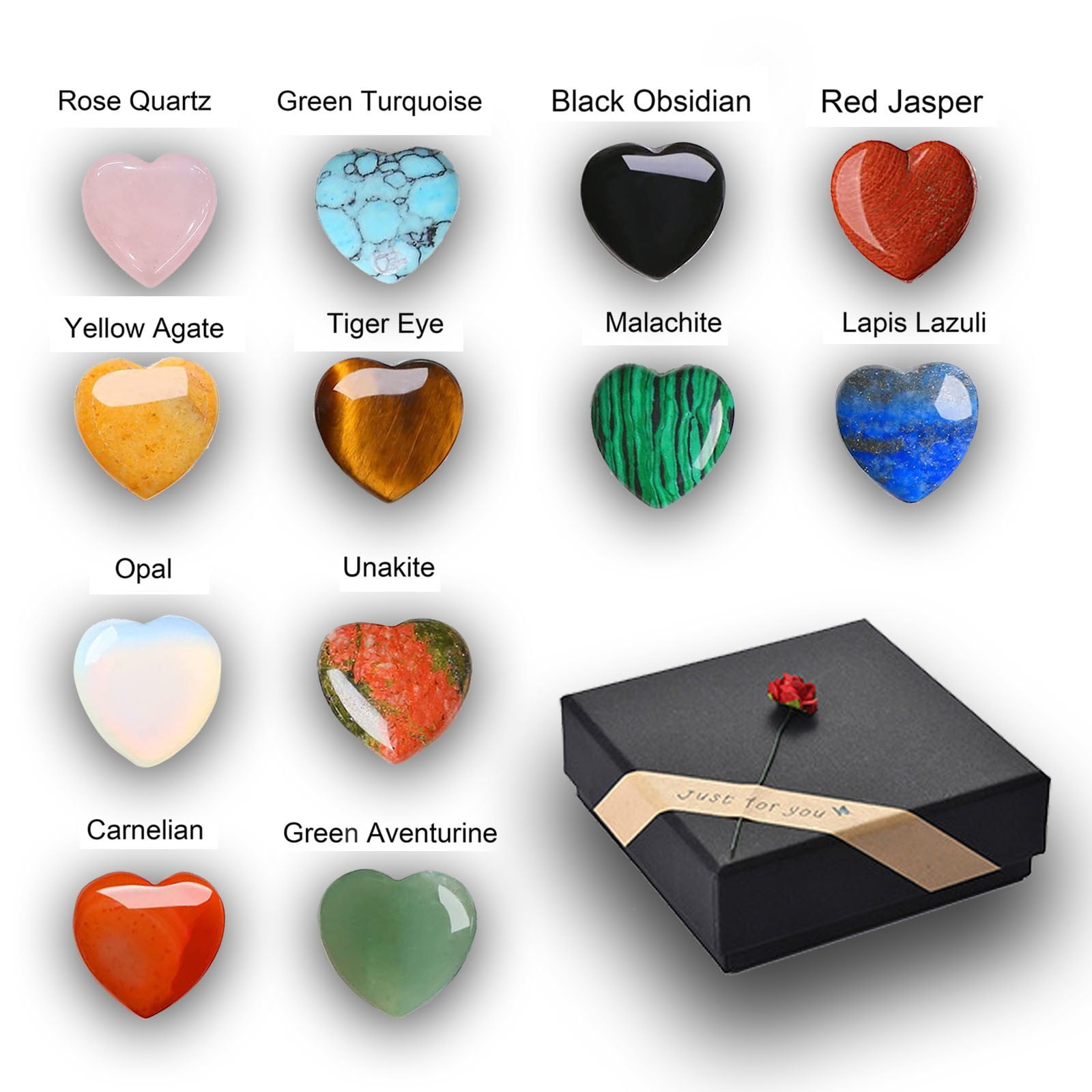 Stiwee Mother's Day Gift Choice Crystals Stones 12PCS Heart Crystals ...