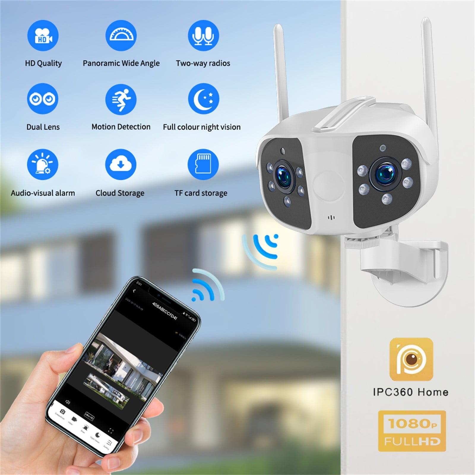 Stiwee Wireless Indoor Security Camera K13 Dual-lens Horizontal 165 ...