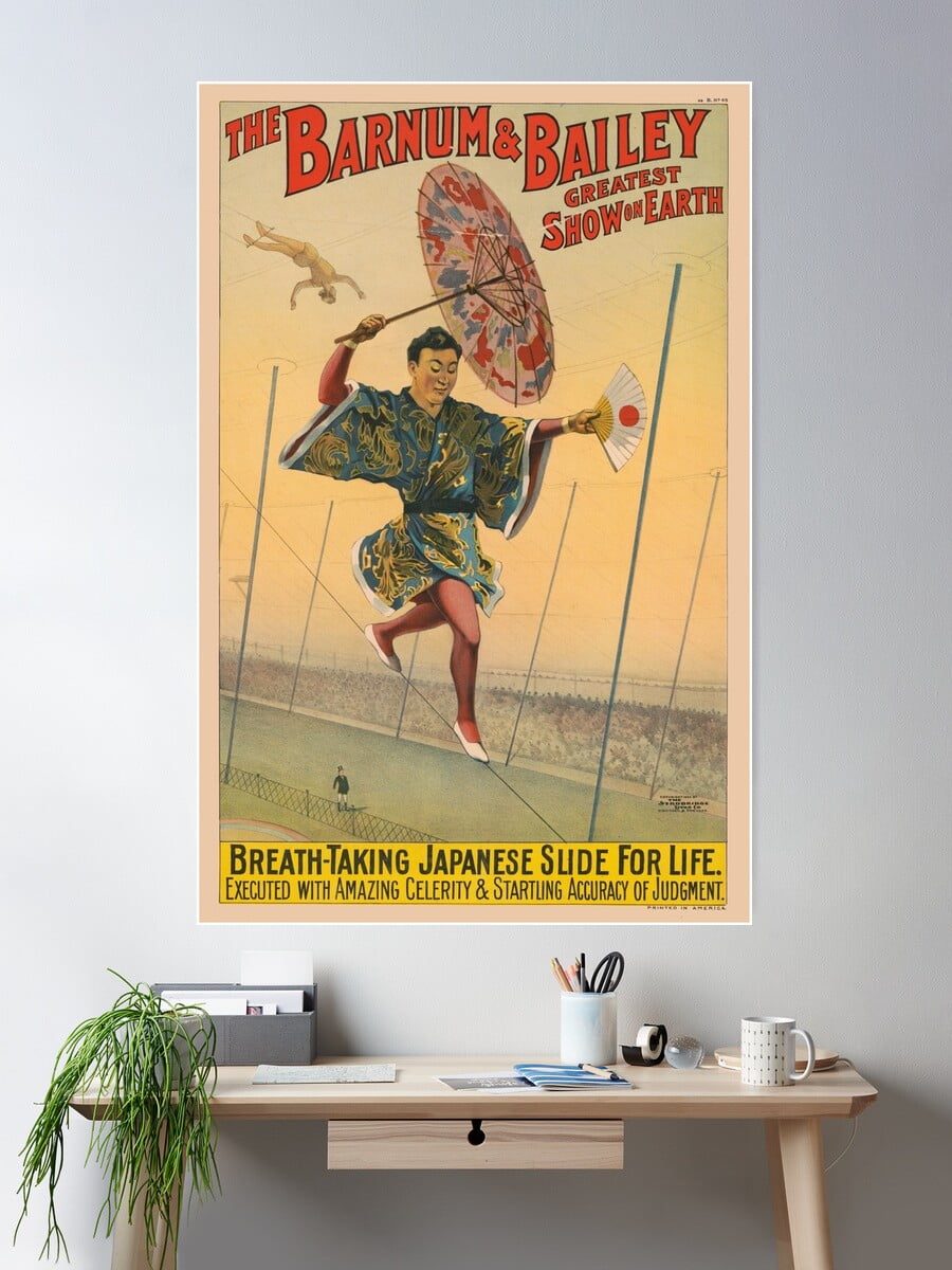 Stk501820A-Vintage Circus Poster Showing A Japanese Tight-Rope. Poster ...