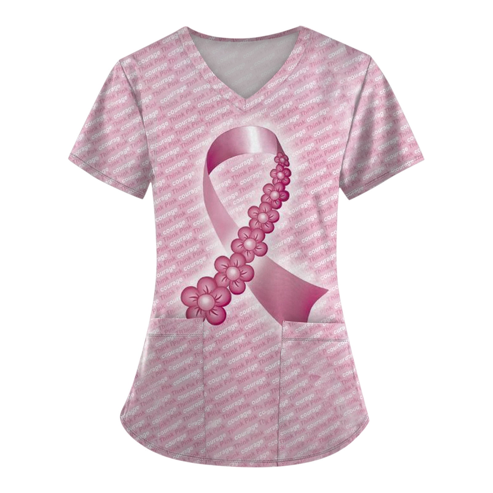 Kopltyrfg Breast Cancer Scrub Tops Women Print Scrub Top Prints for ...