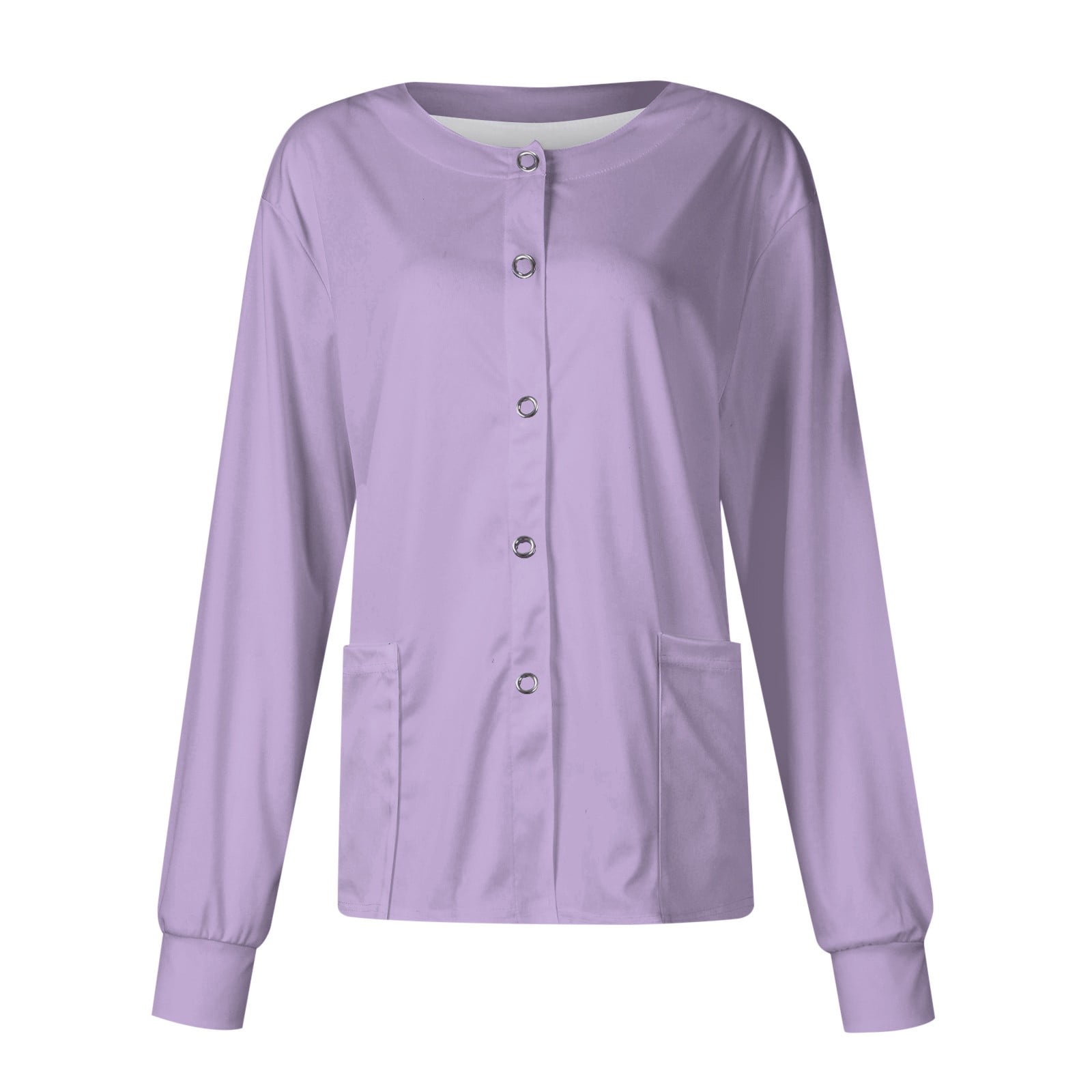 Kopltyrfg Scrub Jackets For Woman Solid Color Long Sleeve Front Warm Up ...