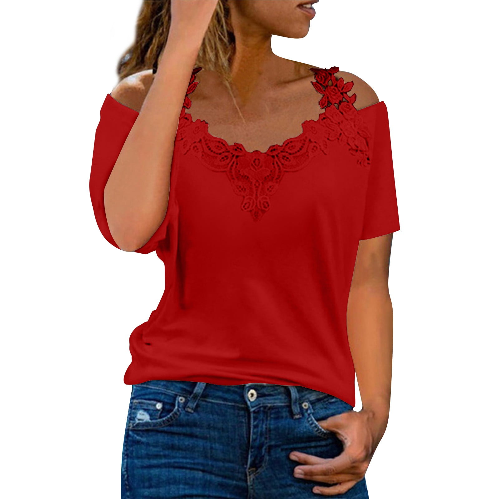 Kopltyrfg Womens Sexy Cold Shoulder Tops, Casual Off Shoulder Open ...