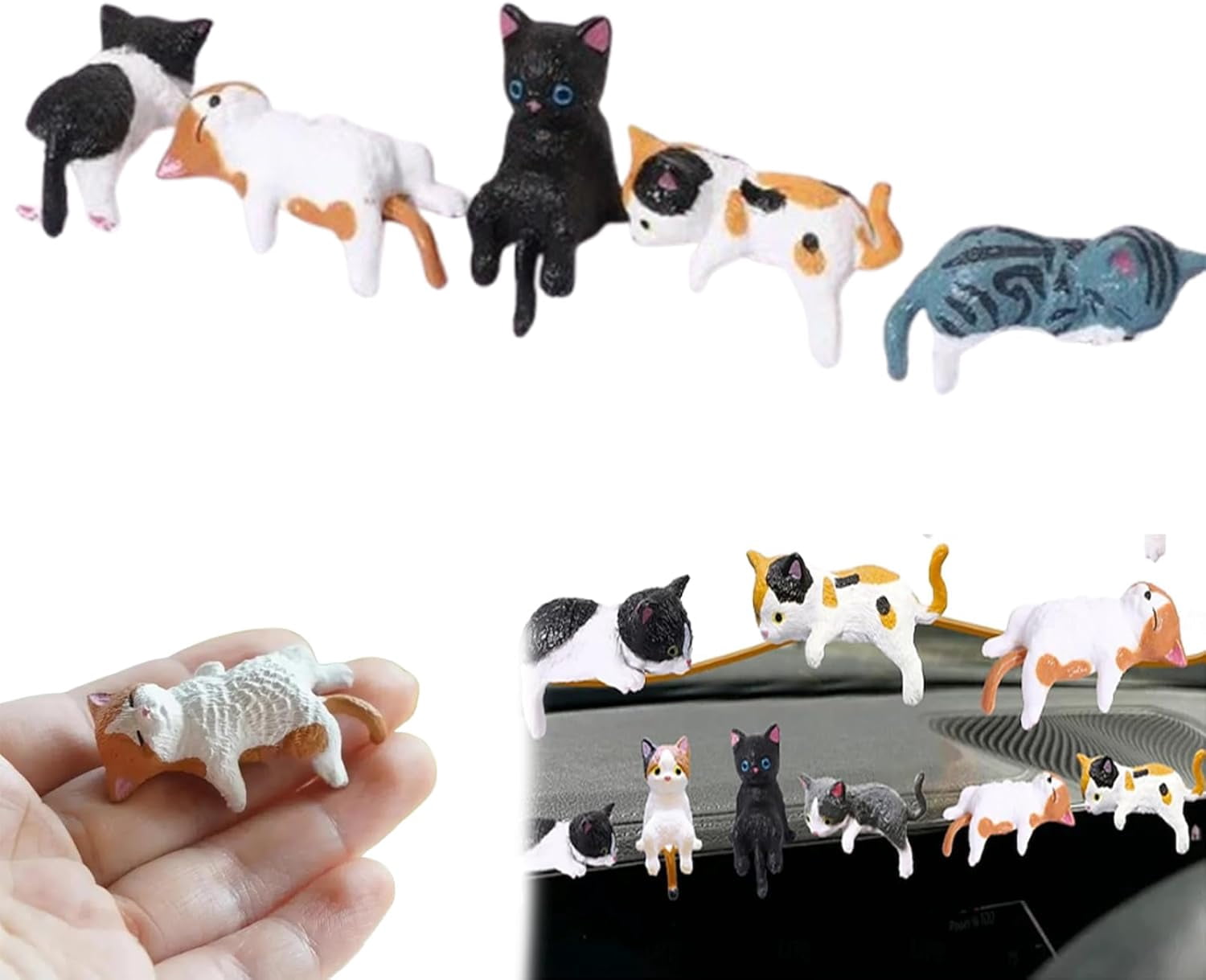 StlyGar 13Pcs Car Dashboard Decorations Cute Mini Cats Ornament Car ...