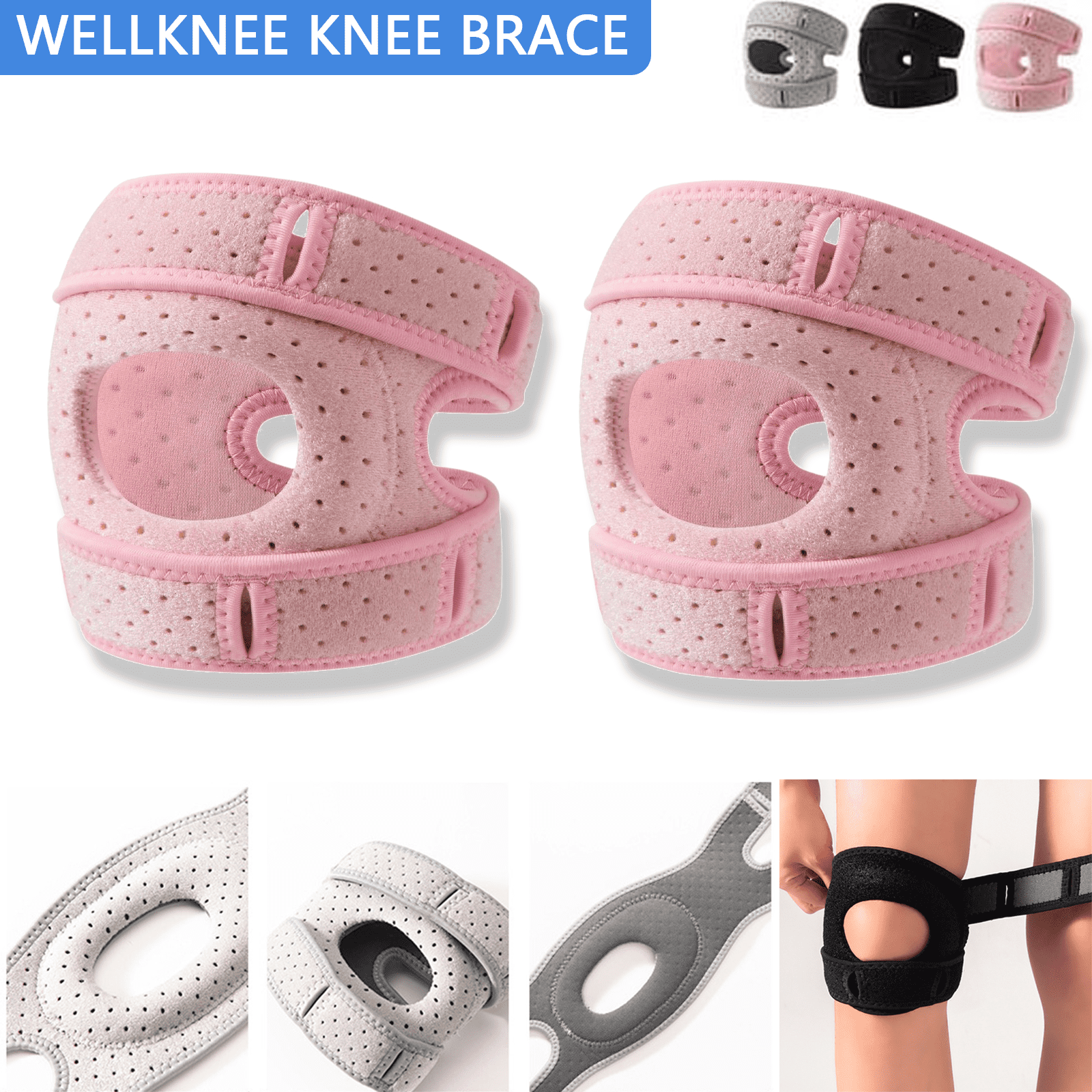 StlyGar 2PCS Knee Braces for Knee Pain Relief, Compression Knee Sleeves ...