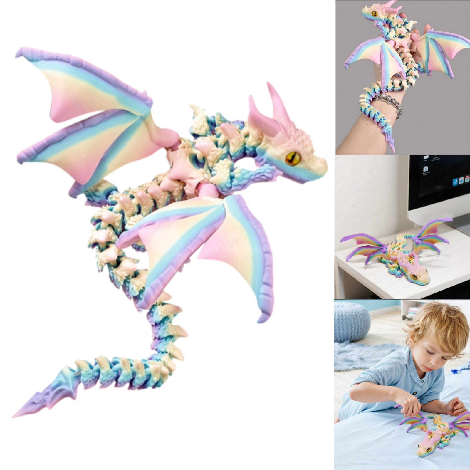 StlyGar 3D Printed Wyvern Dragon with Wings 15.3" Multi-Jointed Movable ...