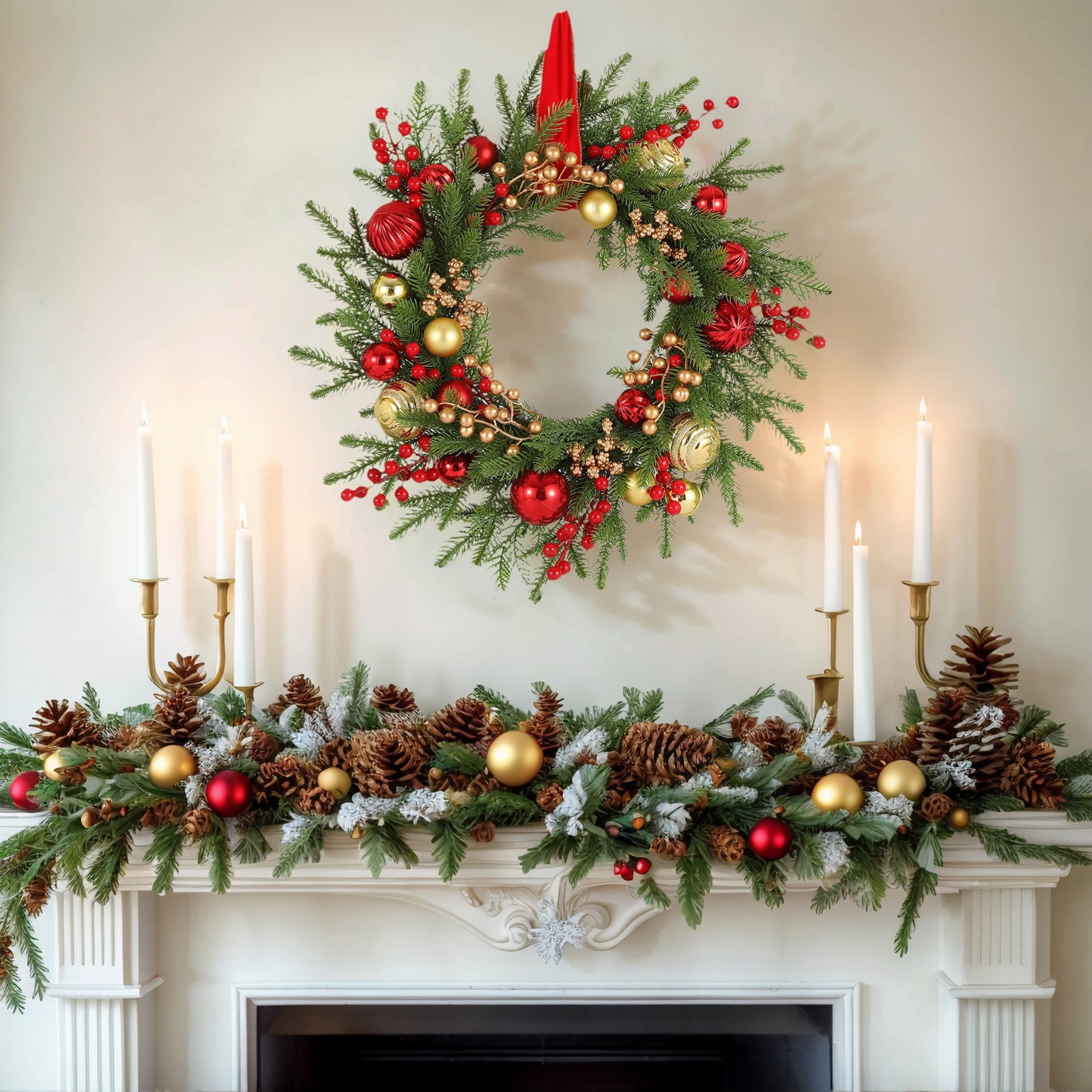 StlyGar Christmas Wreaths For Front Door, Winter Artificial Holiday ...