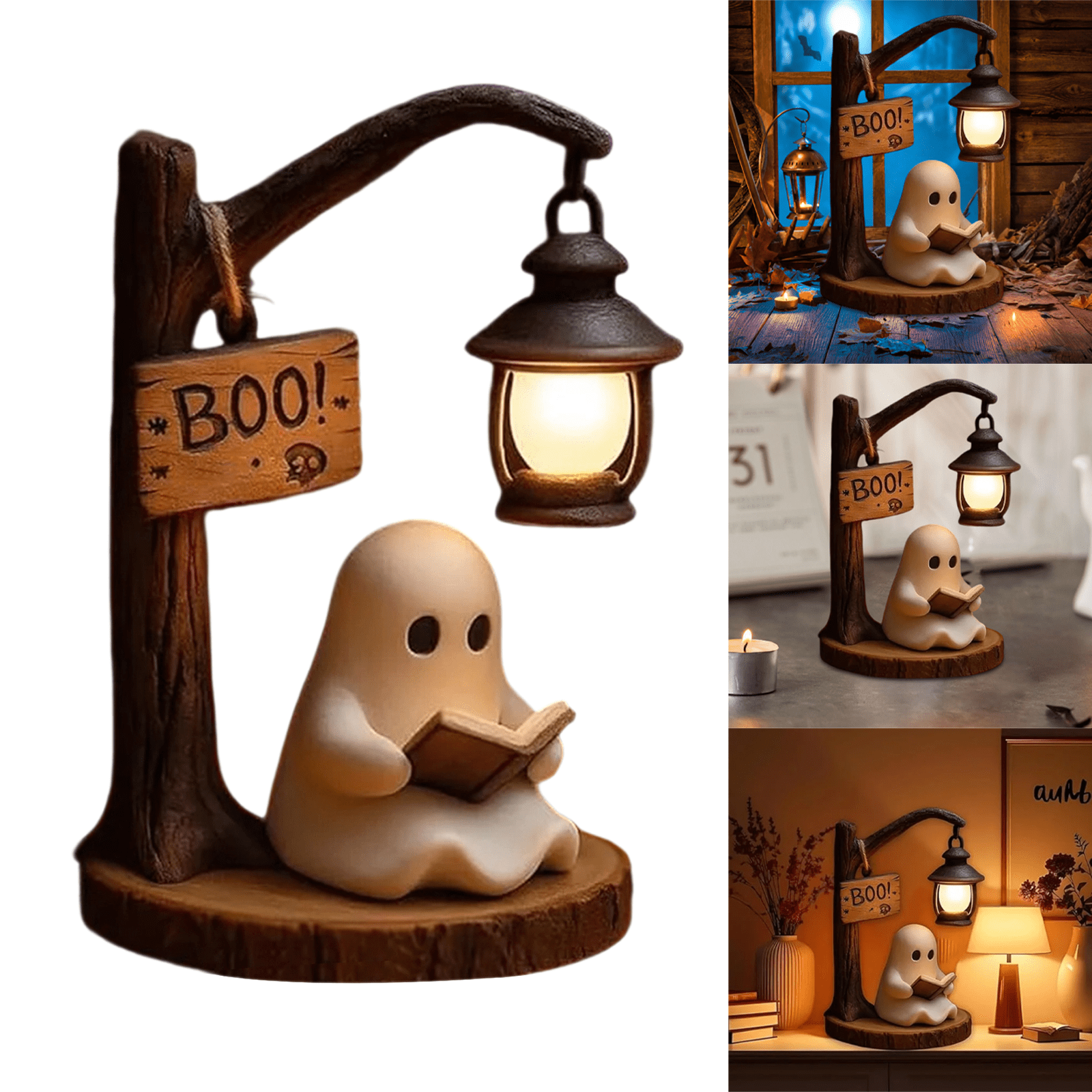 StlyGar Cute Ghost Reading Lantern, Glowing Ghost Decoration Night ...