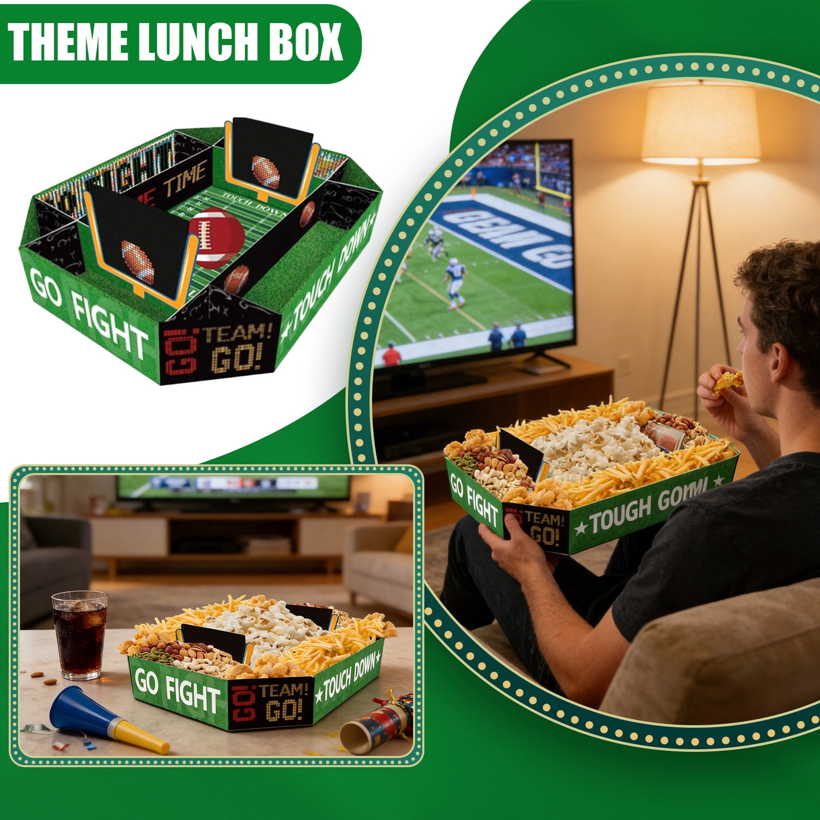 StlyGar Football Day Snack Box – Foldable Stadium-Themed Food Tray for ...