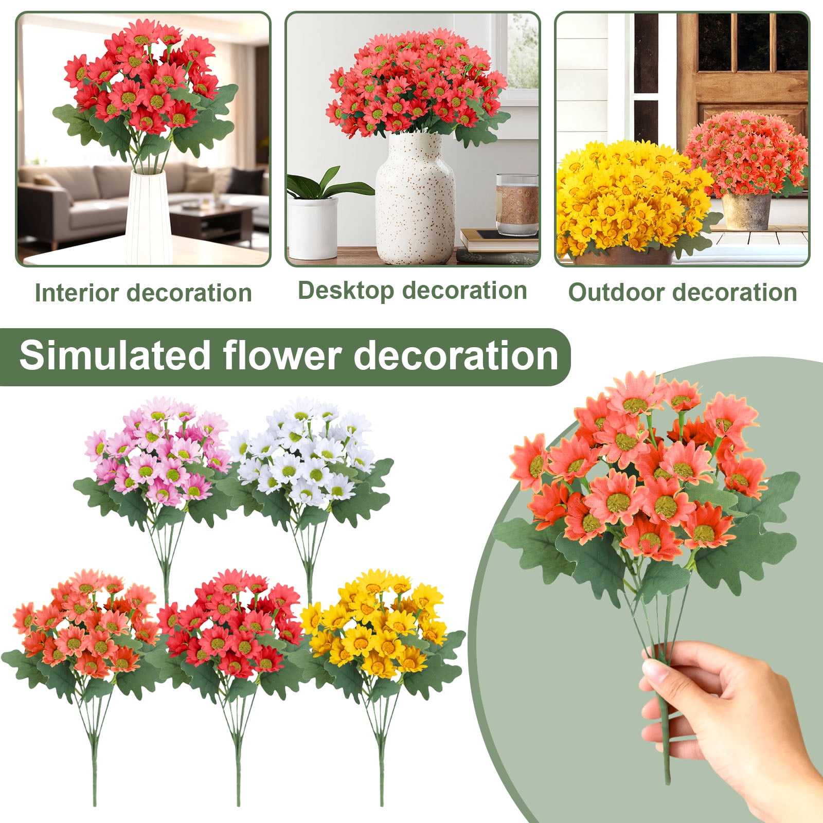 StlyGar Fun Decor Artificial Mums Flowers, Windproof Fake Fall Flowers ...