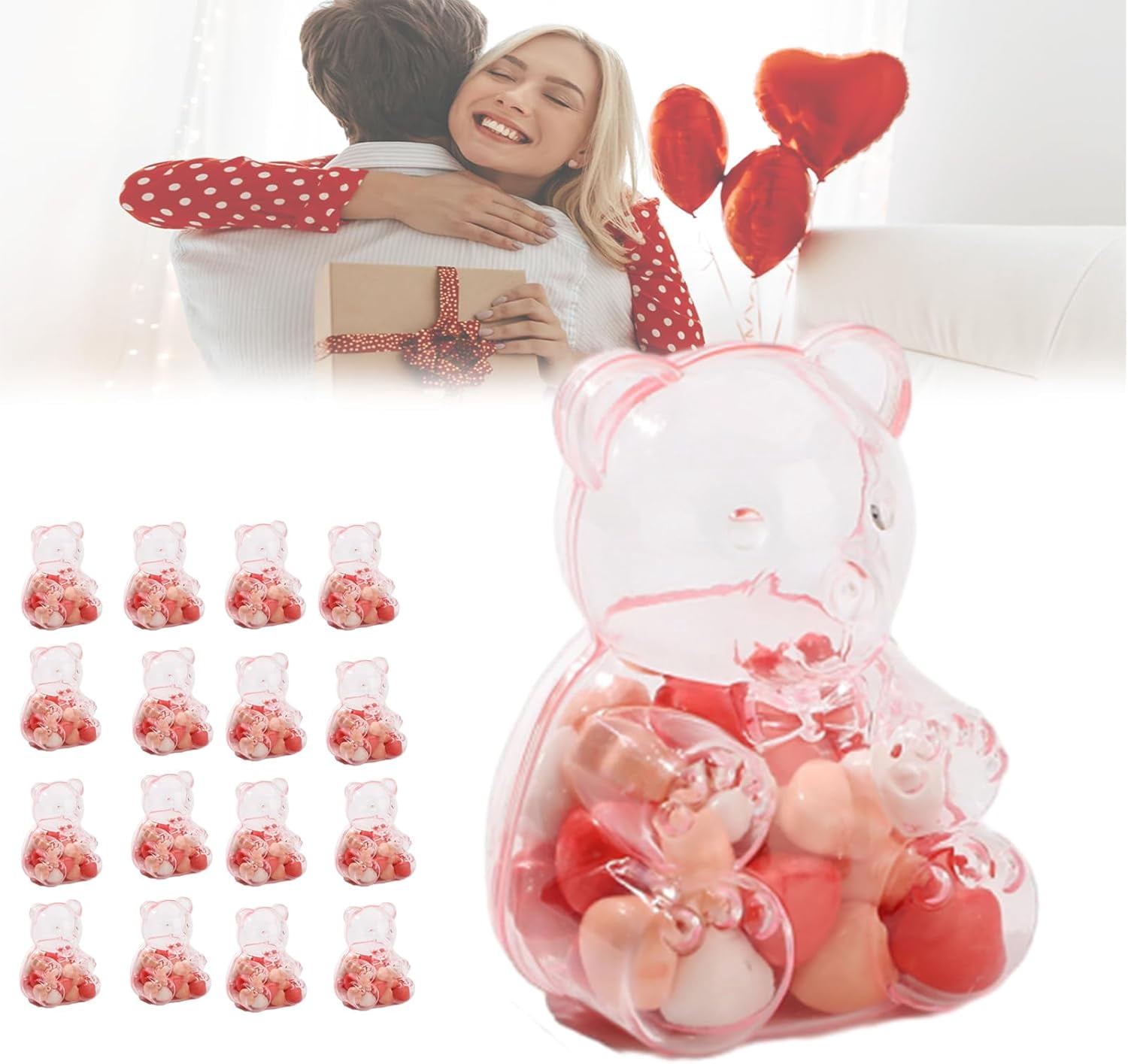 StlyGar Gummy Bear Containers Plastic,12 Pack Teddy Bear Jar, Clear ...